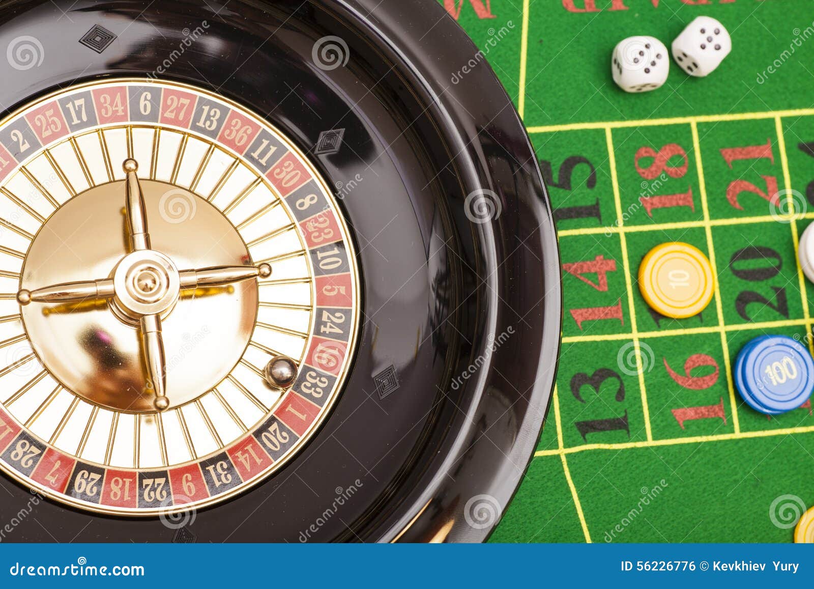 Roulette in Casino ,chips and Dices Stacking Stock Photo - Image of ...