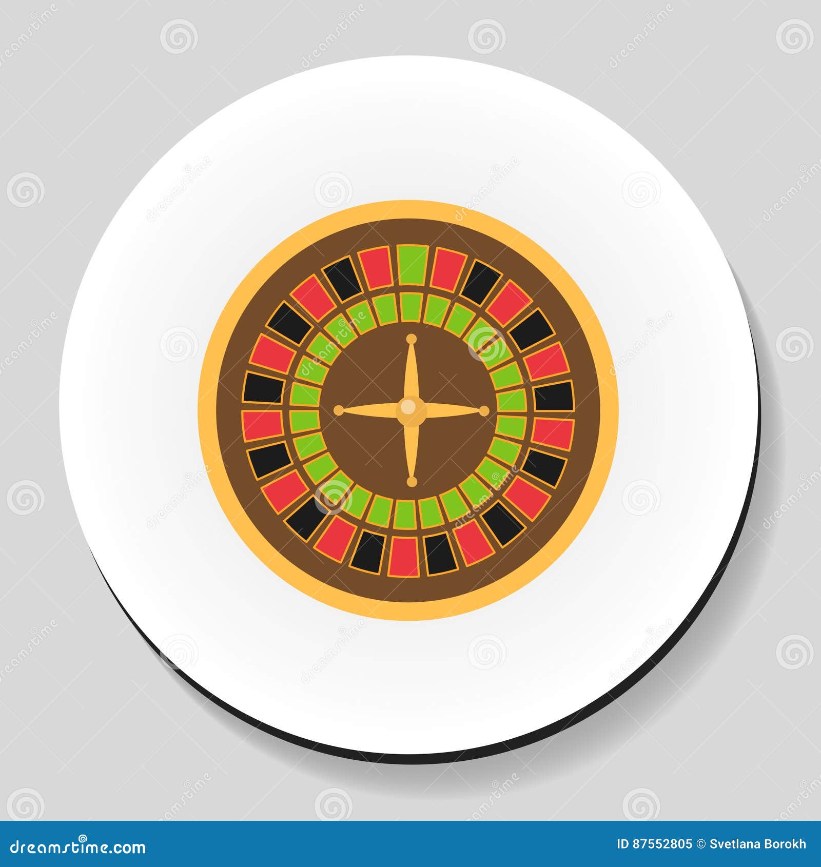 Roulette is a Casino Game Sticker Icon Flat Style. Vector Illustration ...