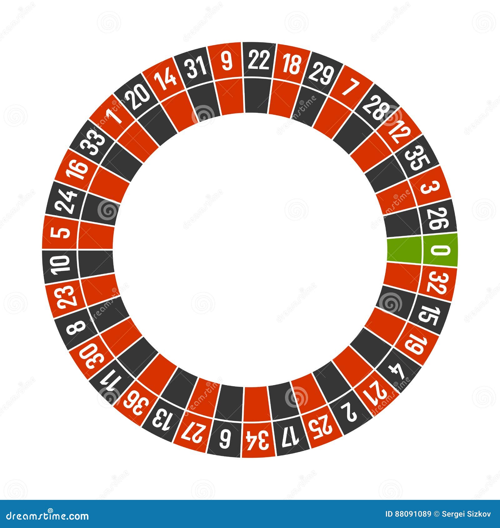 Roulette Casino Wheel Template with Zero on White Background. Vector ...