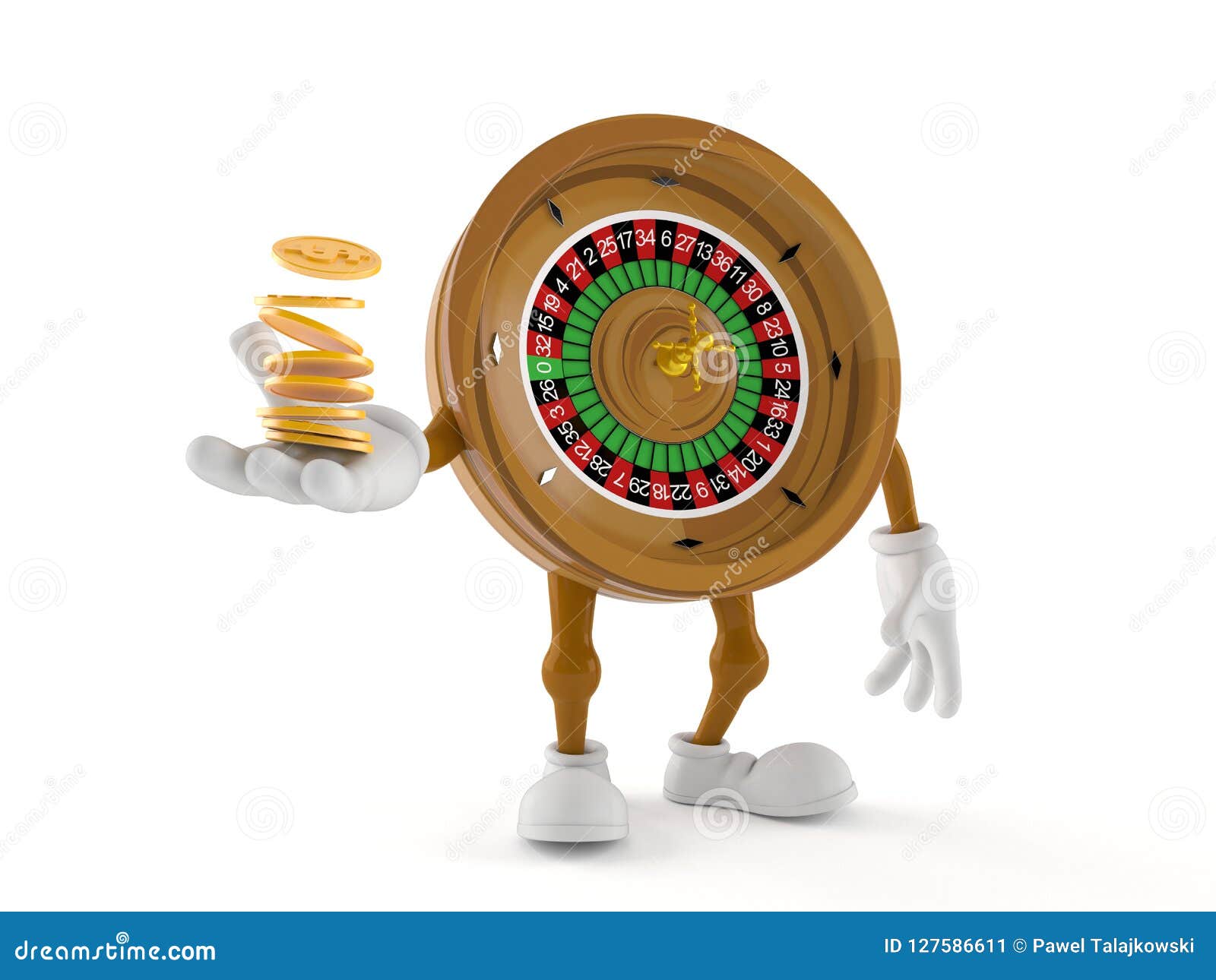 Roulette Character with Stack of Coins Stock Illustration ...