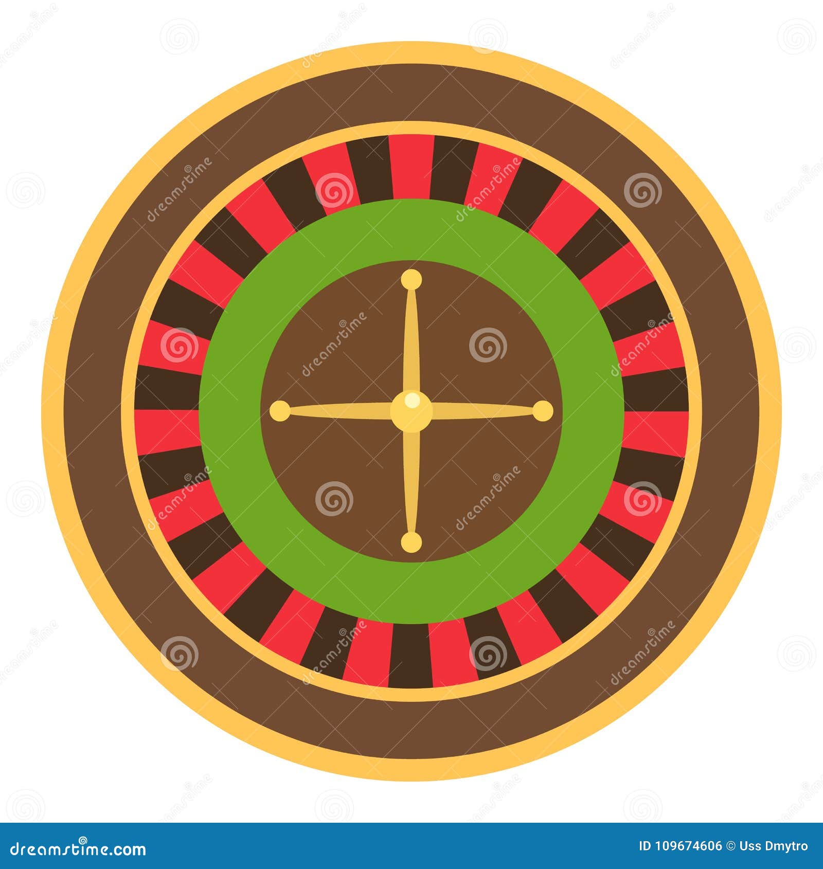 Roulette icon, flat style stock vector. Illustration of gold - 109674606