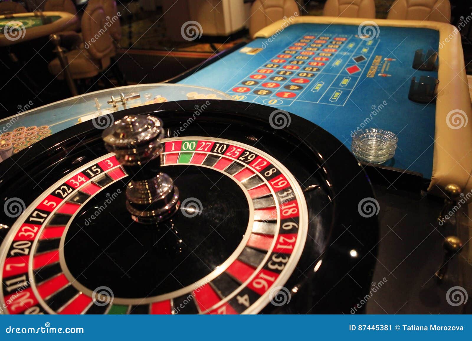 Roulette wheel in casino stock image. Image of success - 87445381