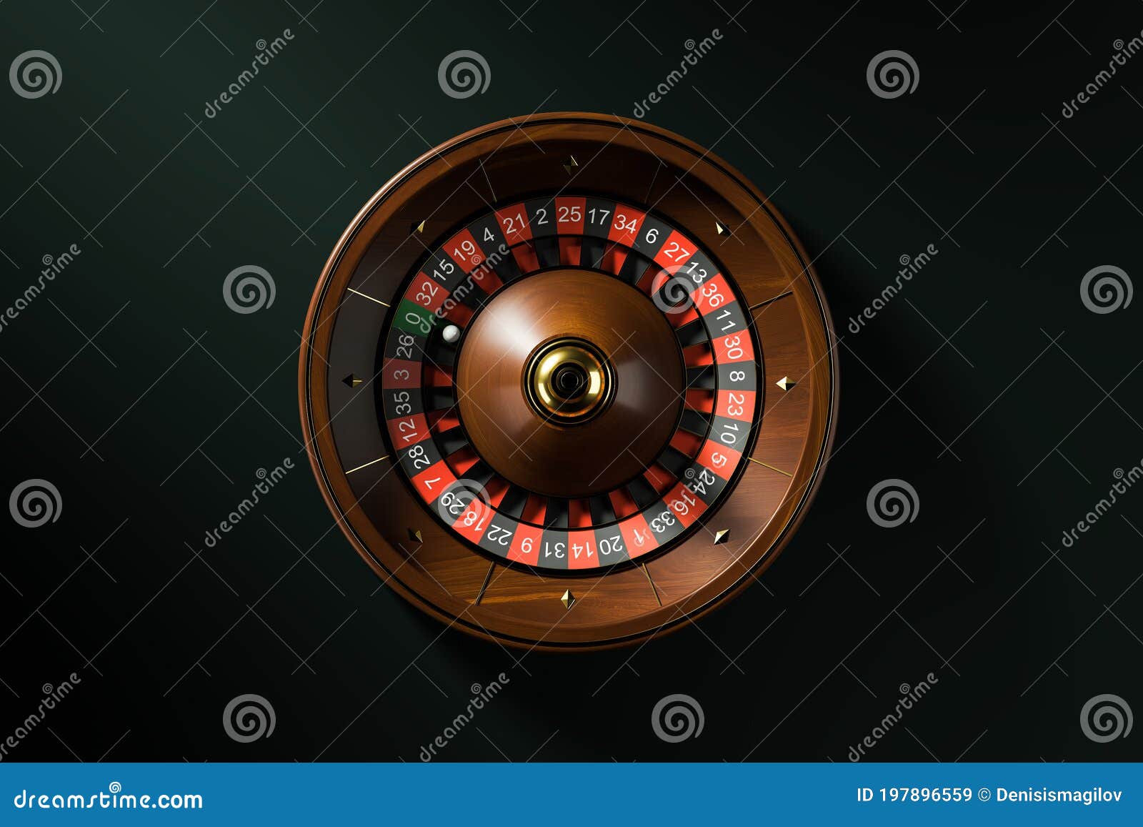 Roulette Wheel Over Black Background, Top View Stock Illustration ...