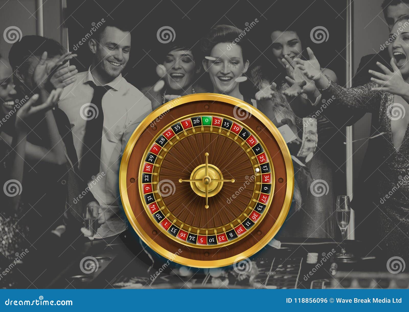 Roulette Wheel and People Playing in Casino Stock Photo - Image of ...