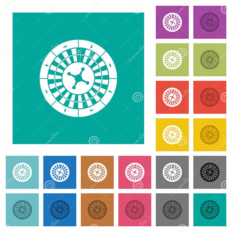 Roulette Wheel Square Flat Multi Colored Icons Stock Vector ...
