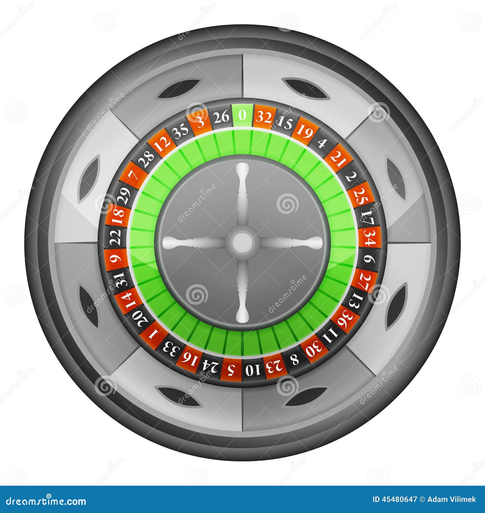 Roulette Wheel in Top View Vector Isolated Stock Vector - Illustration ...