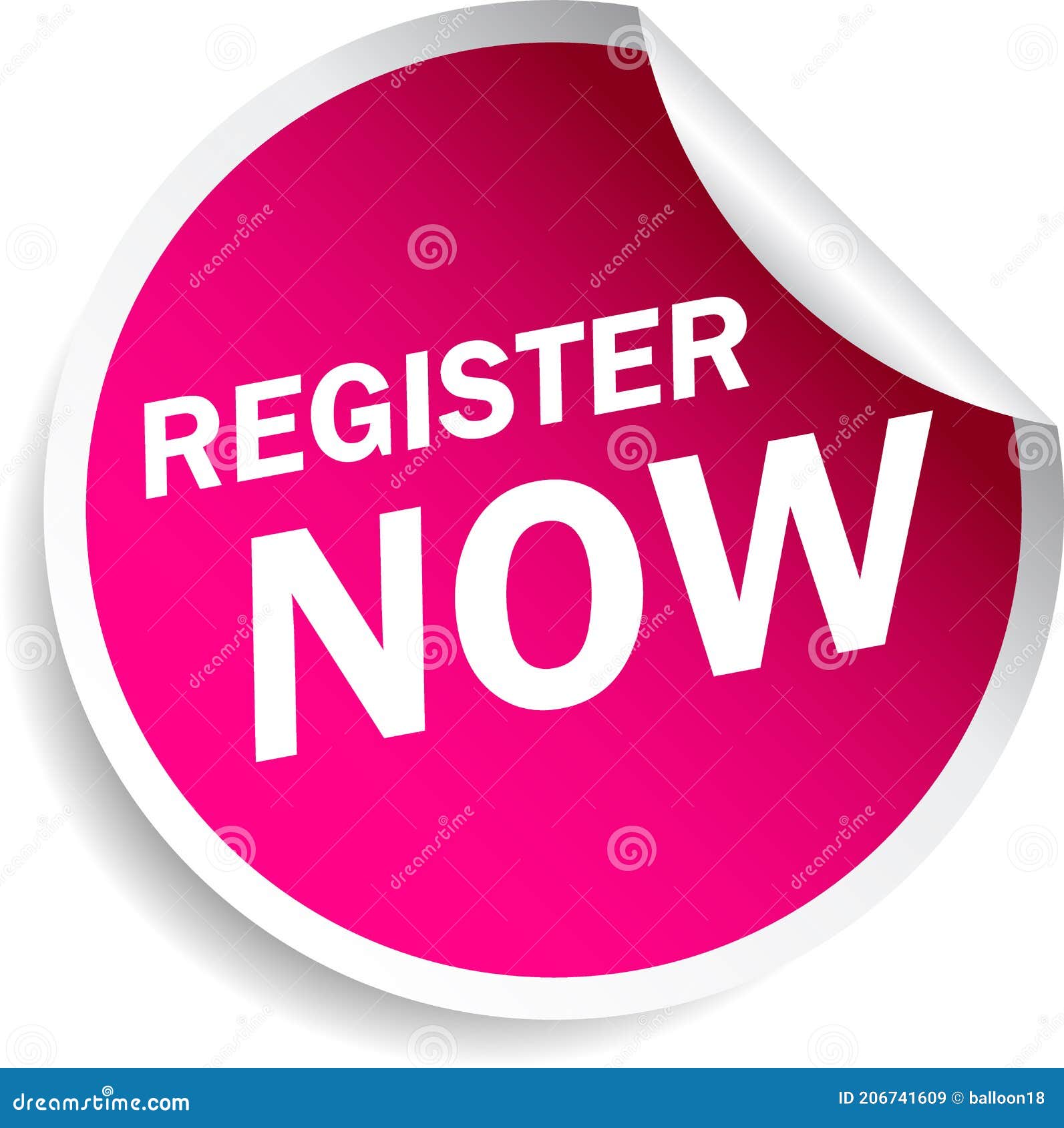 Register Now sticker stock vector. Illustration of graphics - 206741609