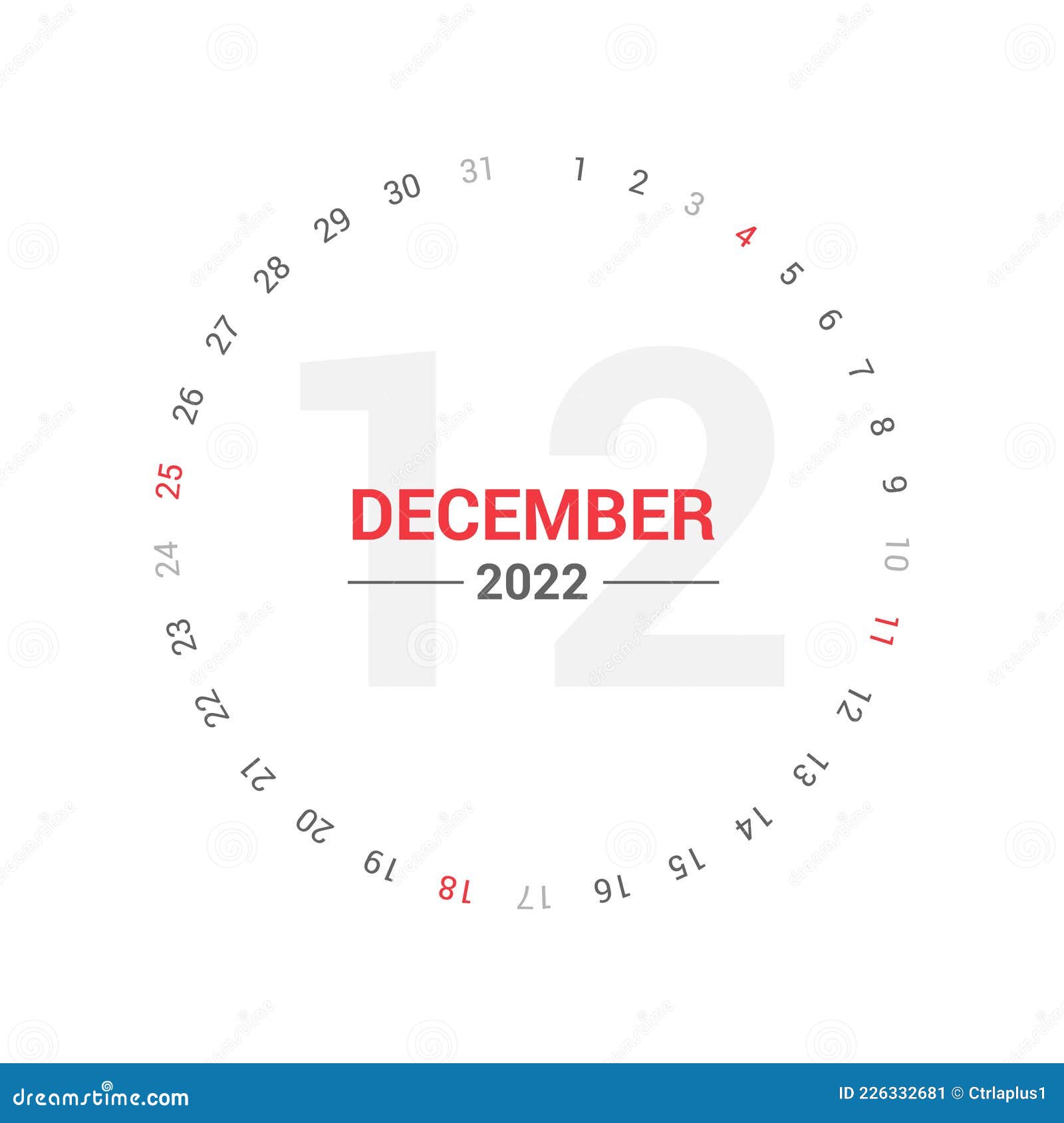 December 2022 Planner Circle Calendar. Saturday and Sunday Weekend ...