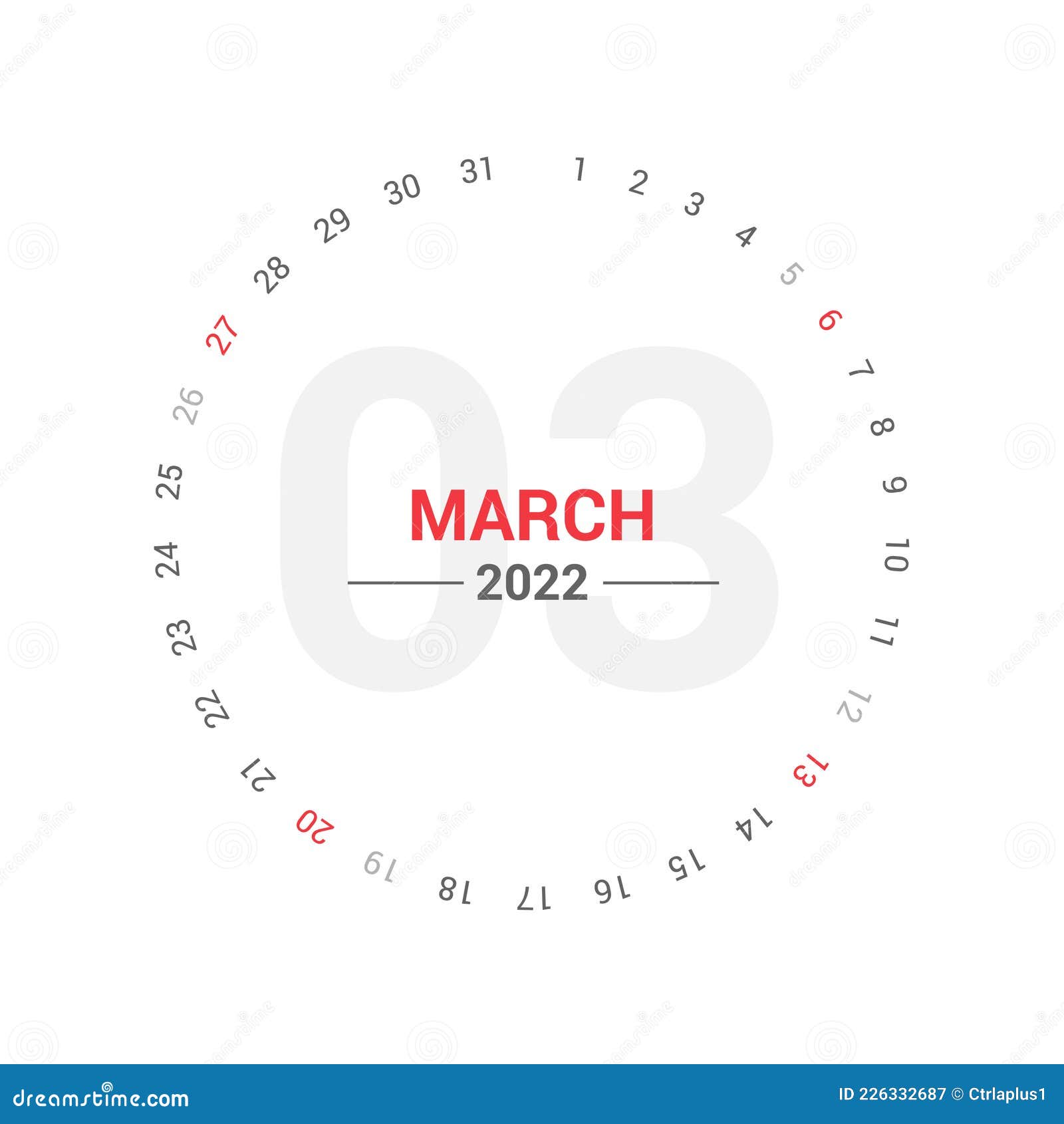 March 2022 Planner Circle Calendar. Saturday and Sunday Weekend Stock ...