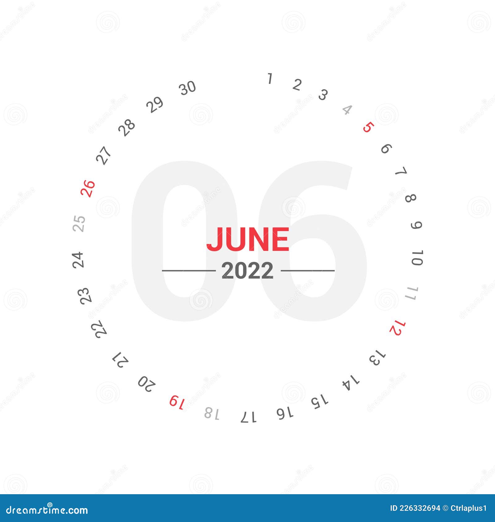June 2022 Planner Circle Calendar. Saturday and Sunday Weekend Stock ...