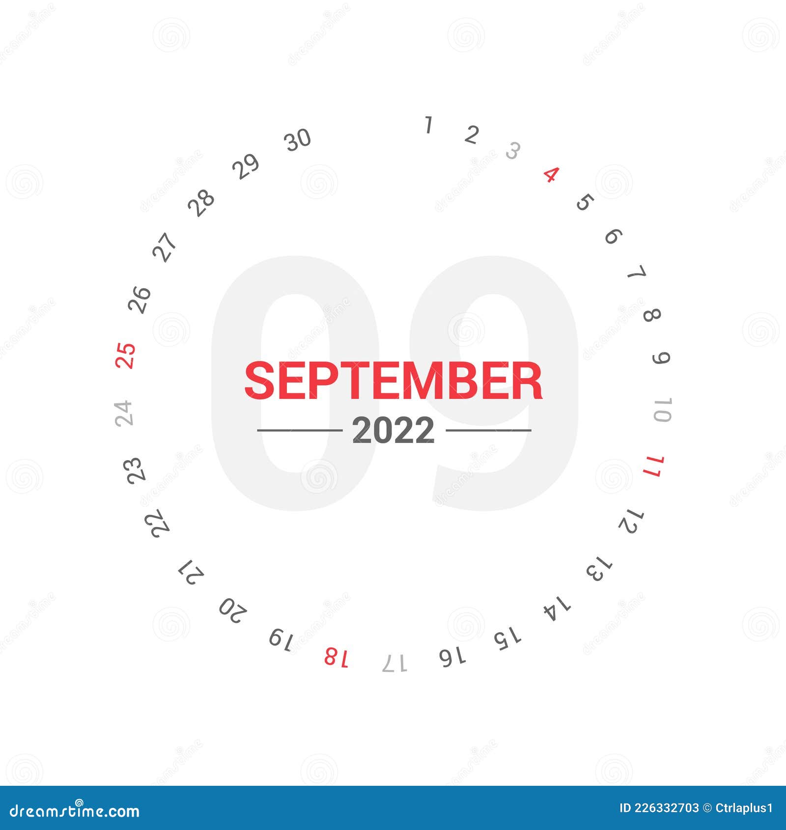 September 2022 Planner Circle Calendar. Saturday and Sunday Weekend ...