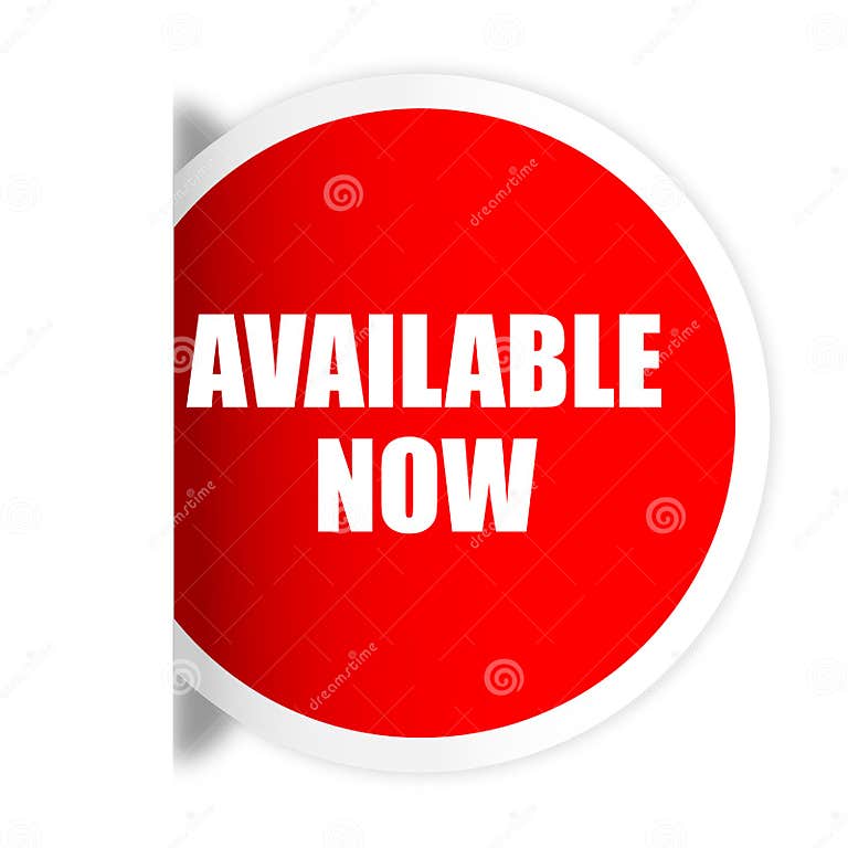 Available Now Sticker Vector Illustration Stock Illustration ...