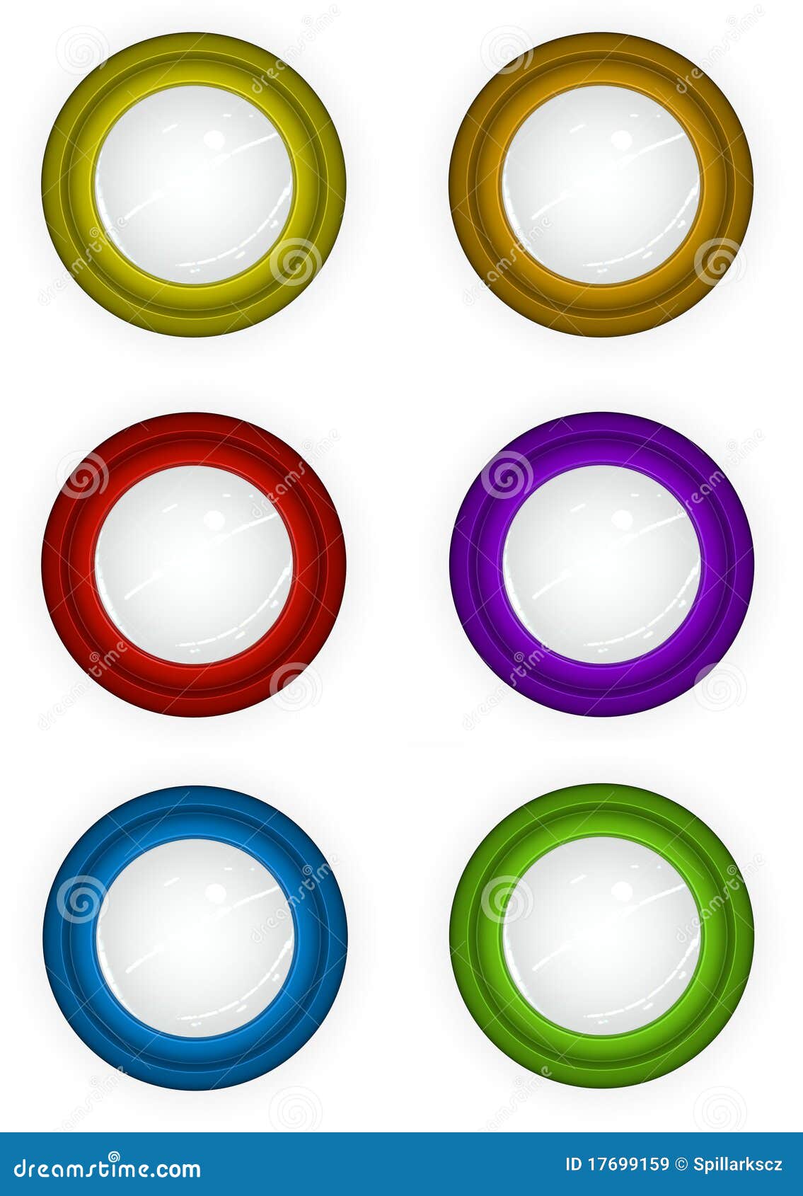 Round 3d Techno Reflective Colored Button Icons Stock Illustration ...