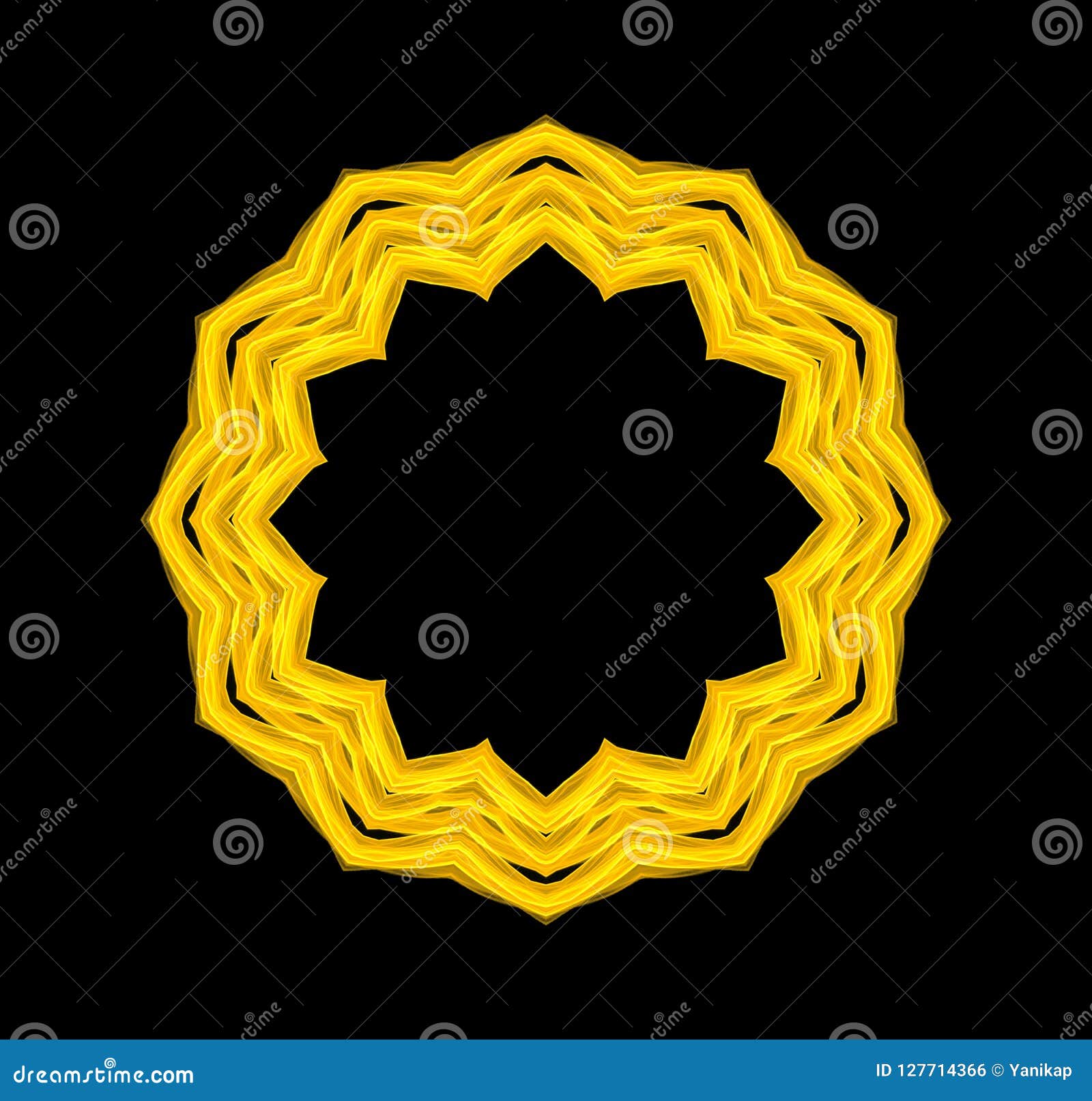 Shiny Yellow Circle Pattern Isolated on Black Background Stock ...