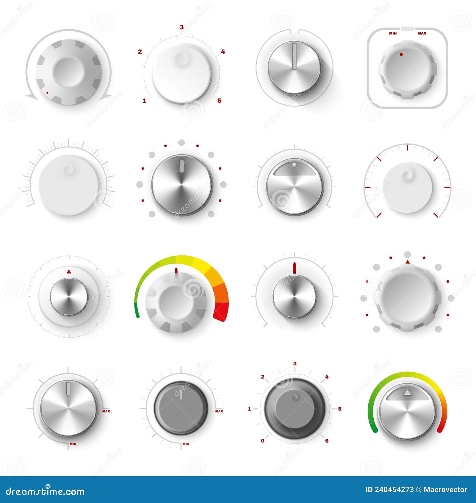 Realistic Adjustment Dials Vector Illustration | CartoonDealer.com ...