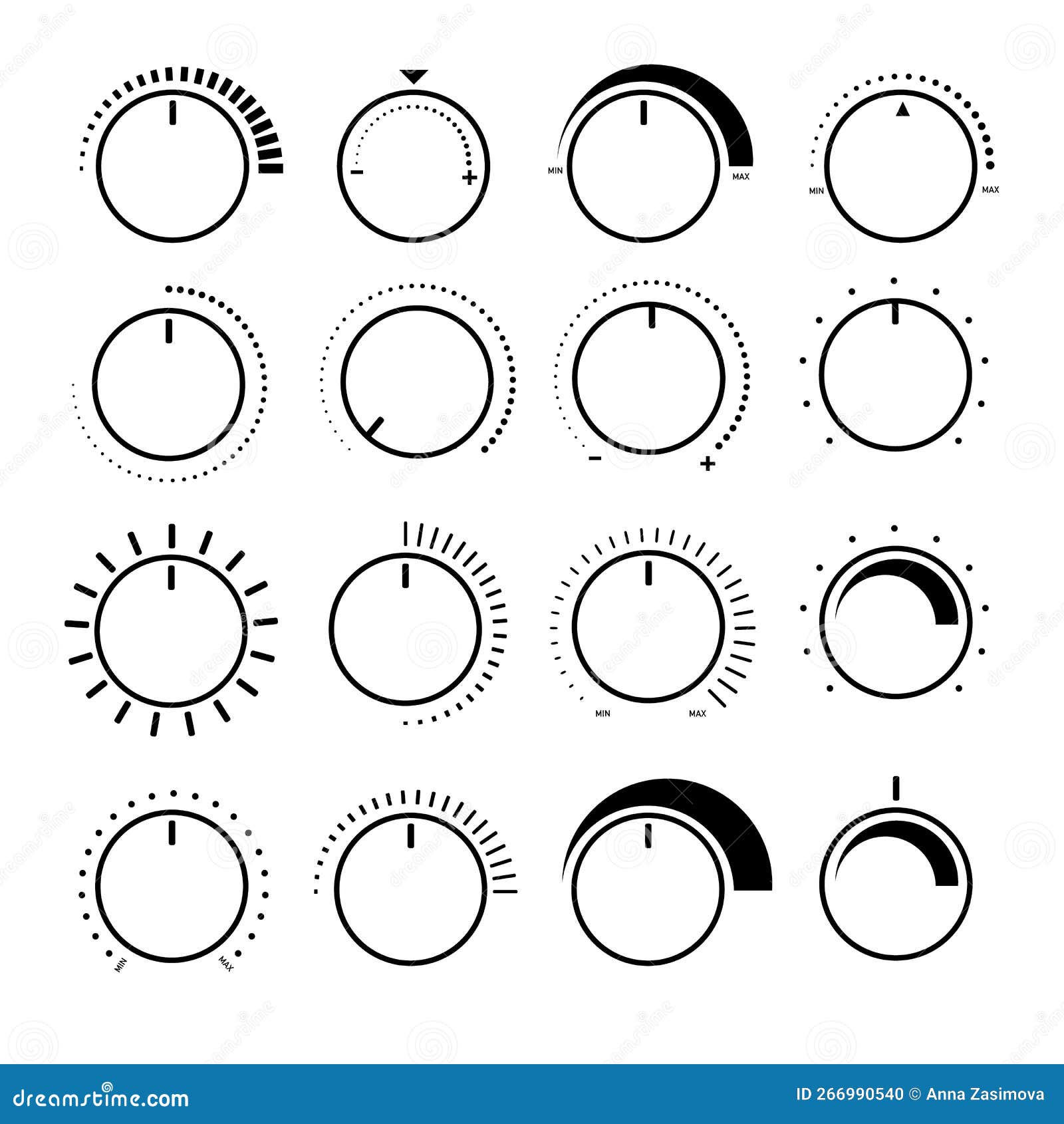 Round Adjustment Dial. Regulator Knob, Volume Level And Analog Min Max ...