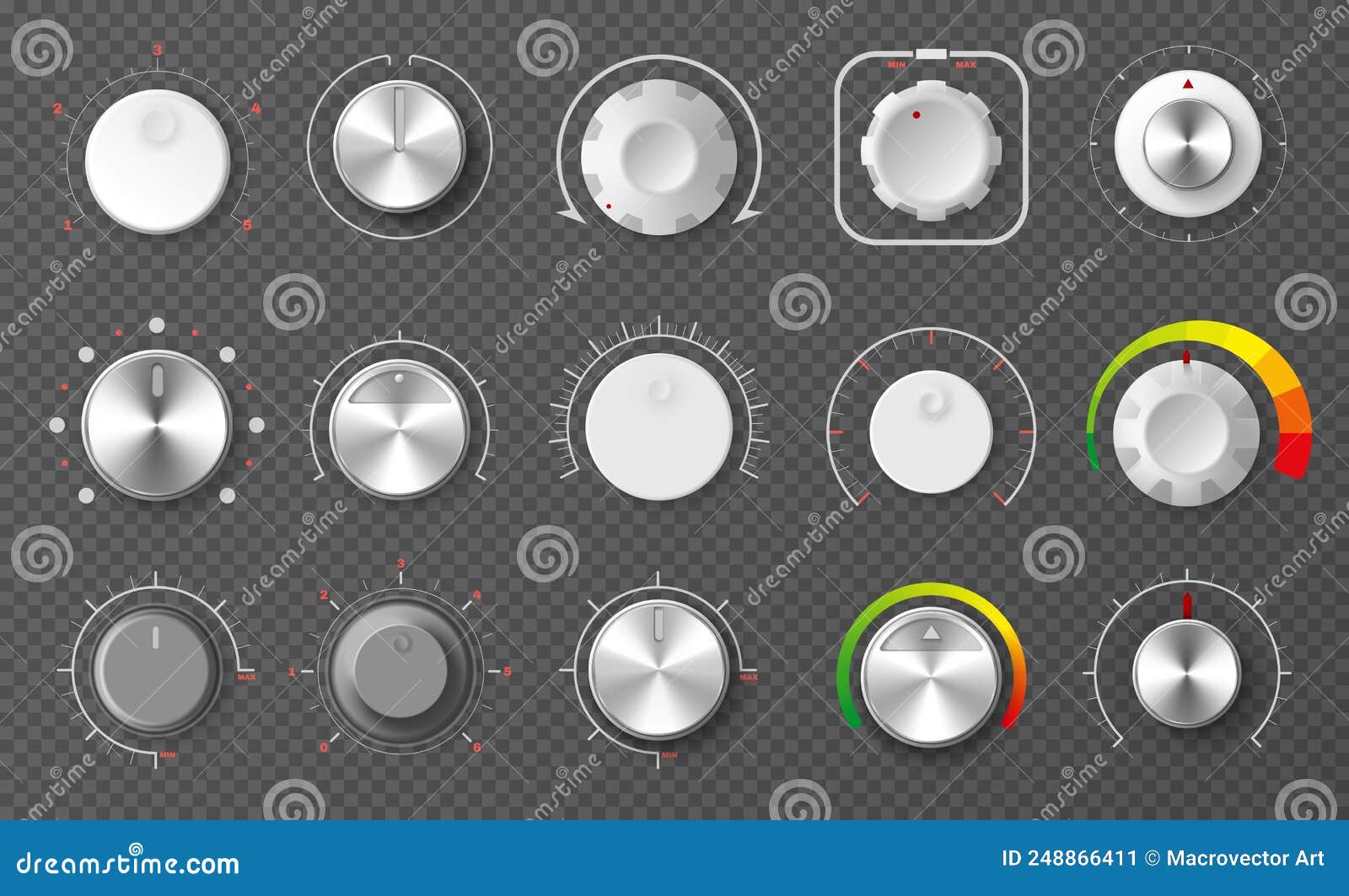 Round Adjustment Dial Transparent Set Cartoon Vector | CartoonDealer ...