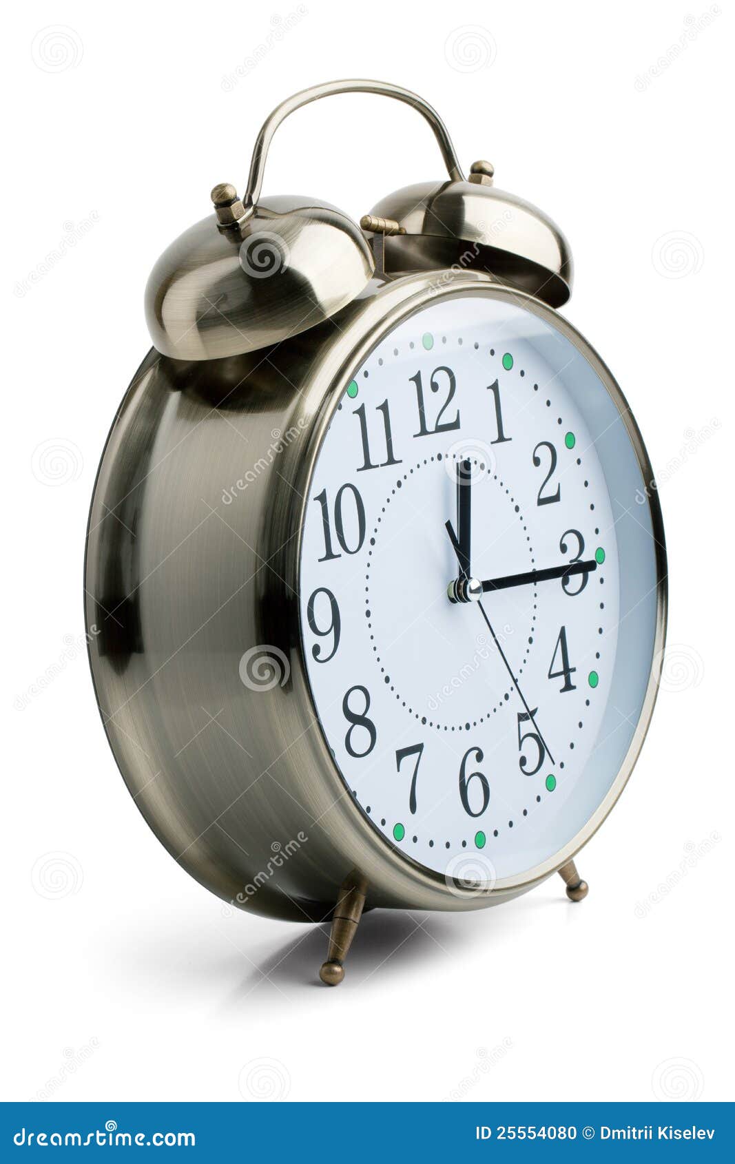 Round Alarm Clock in a Metal Case Stock Photo - Image of peal, hour ...