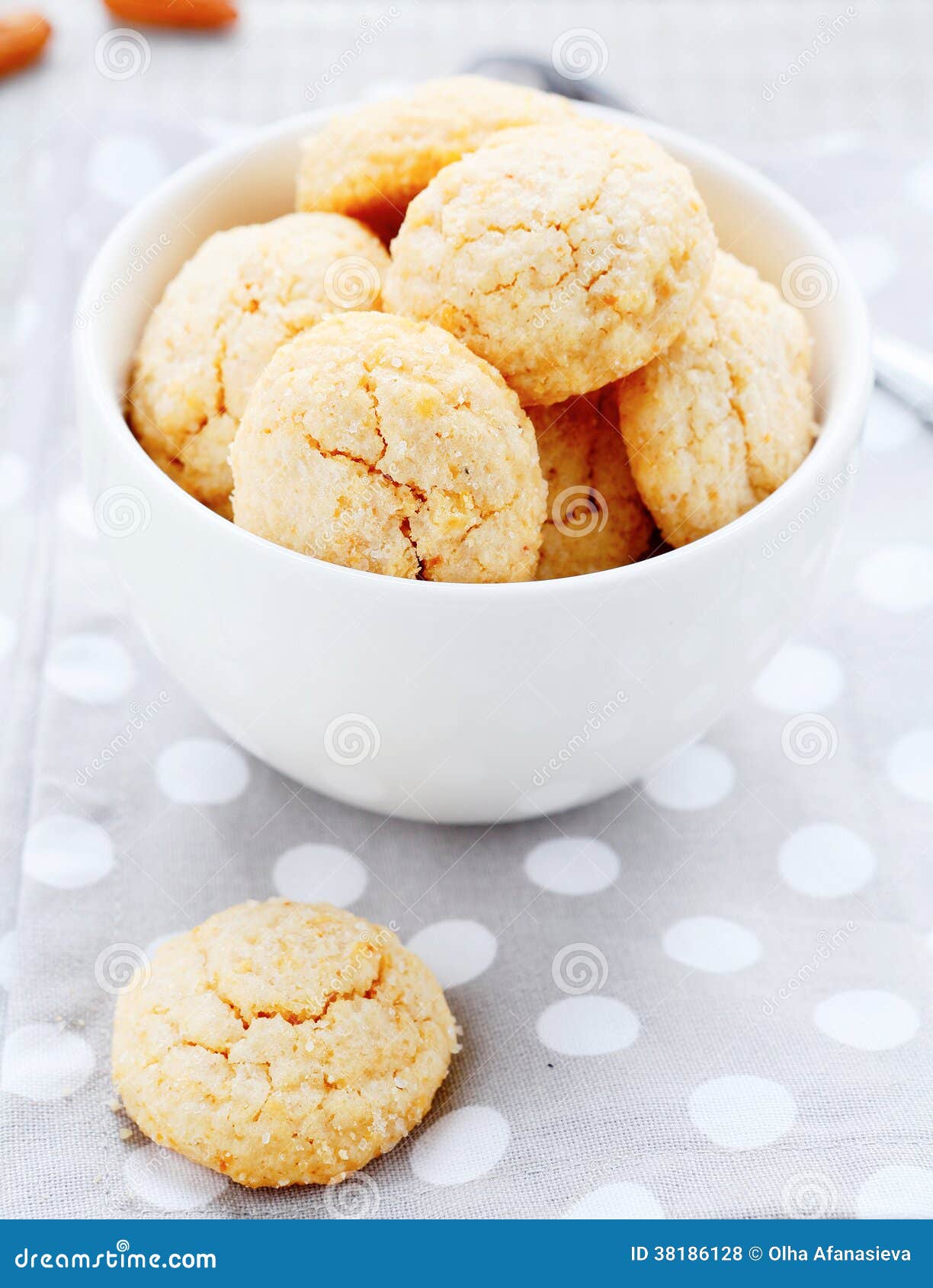 Round Almonds Cookies in a Bowl Stock Photo - Image of snack, cookies ...