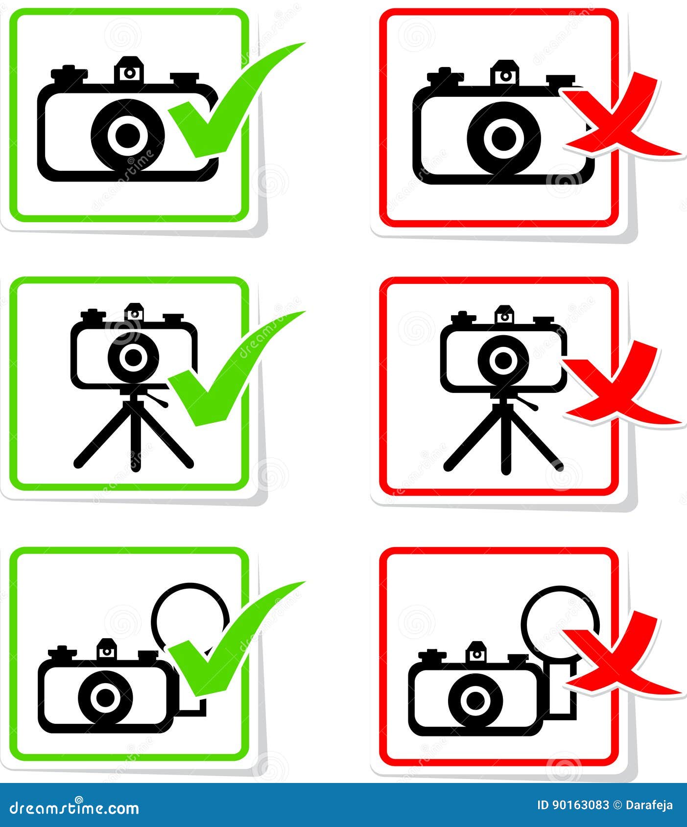 Round Alowing and Prohibiting Camera Signs Stock Illustration ...