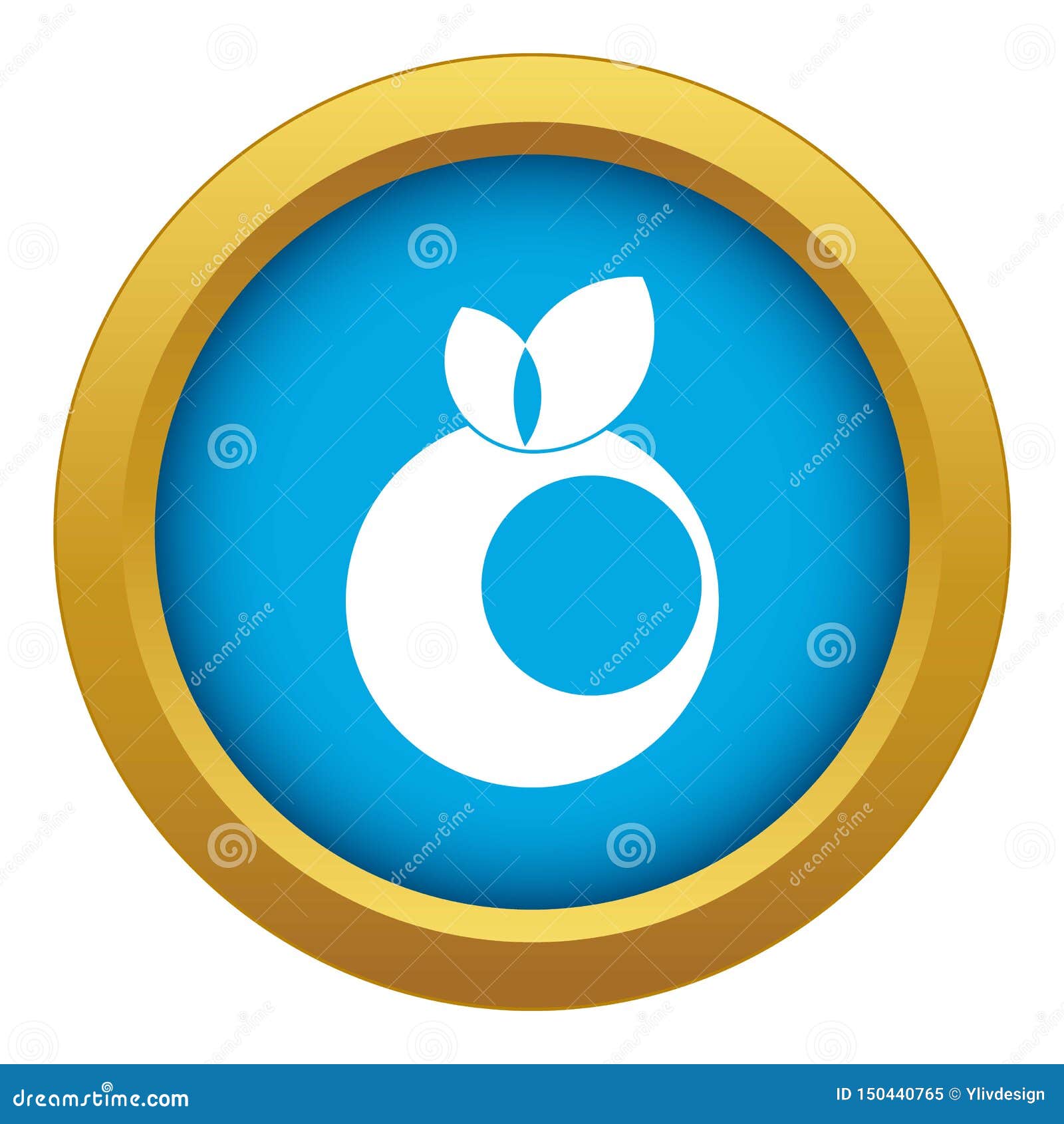 Round Apple with Leaves Icon Blue Vector Isolated Stock Vector ...