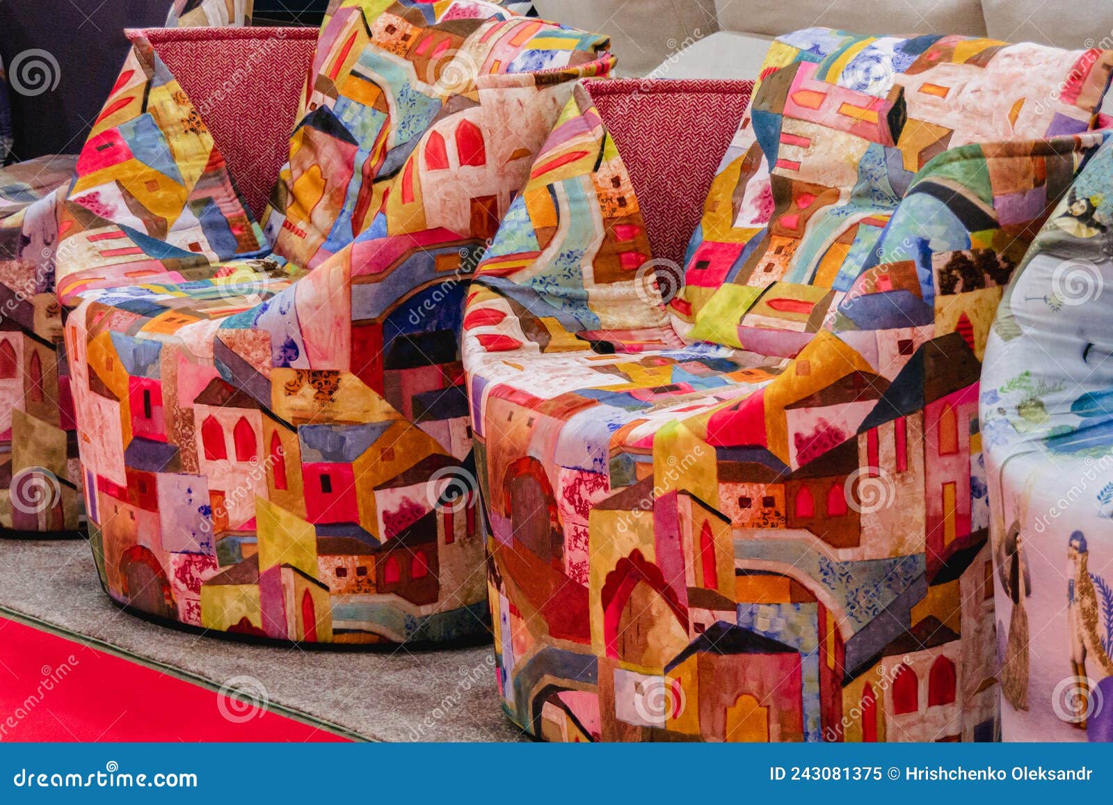 Round Armchairs with Colorful Upholstery Stock Image - Image of elegant ...