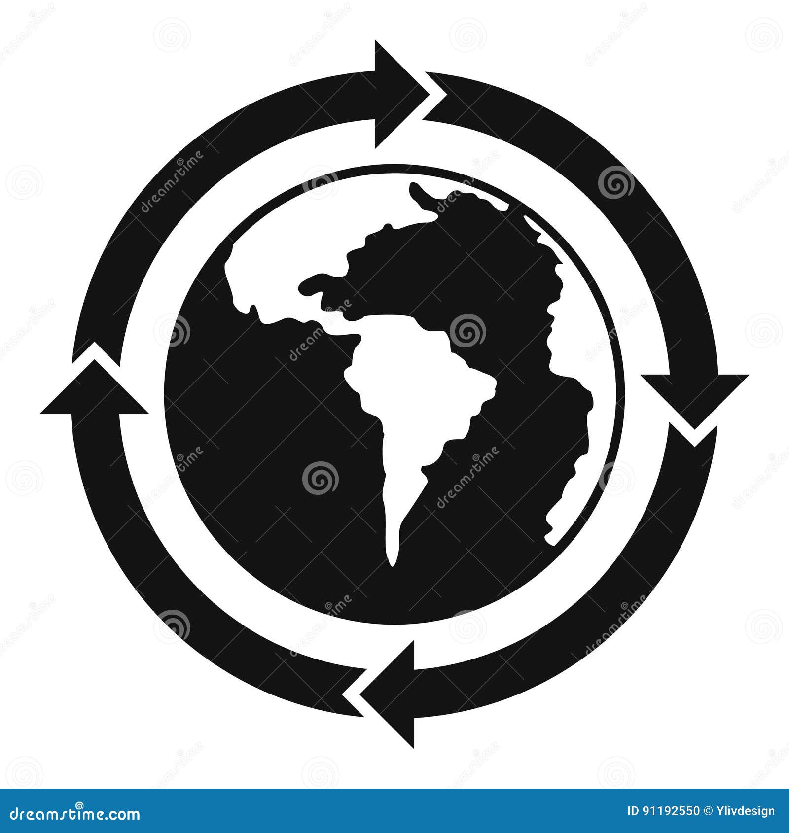 Round Arrows Around World Planet Icon Simple Style Stock Vector ...