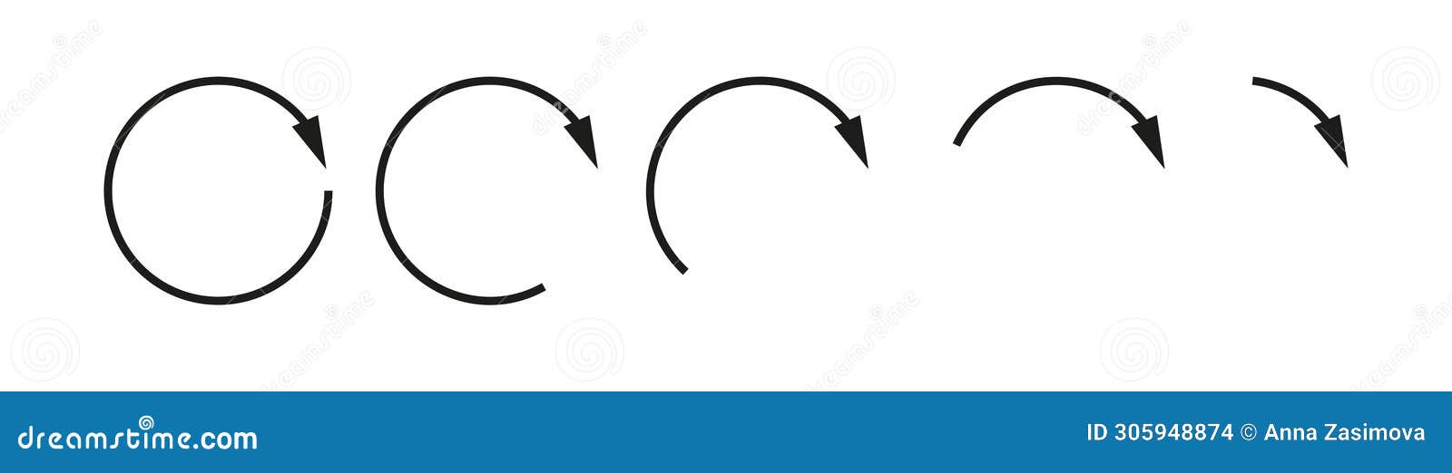 Round Arrows Set Isolated. Circle Black Shapes Stock Vector ...