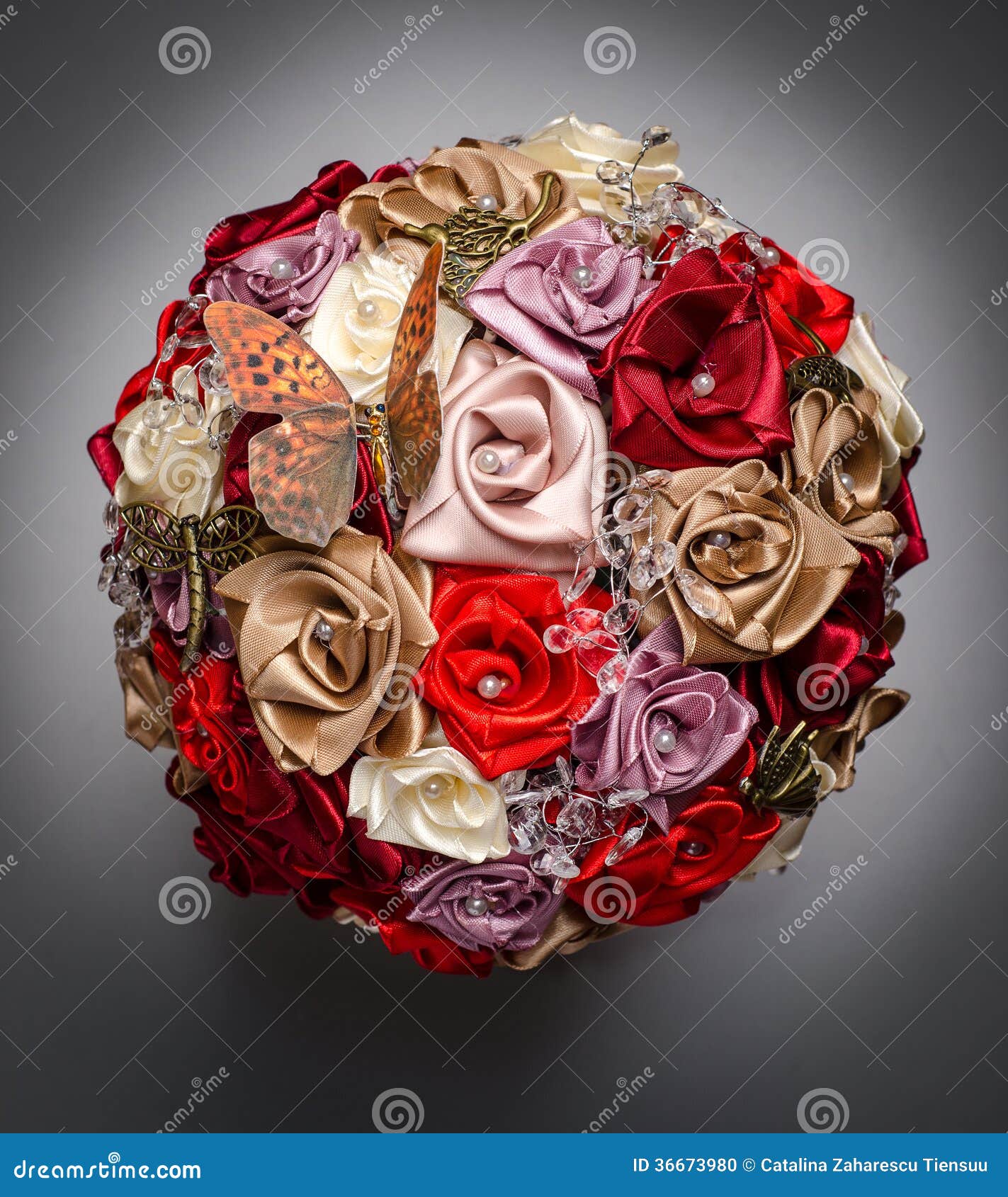 Round Artificial Flowers Bouquet Stock Photo - Image of round, delicate ...