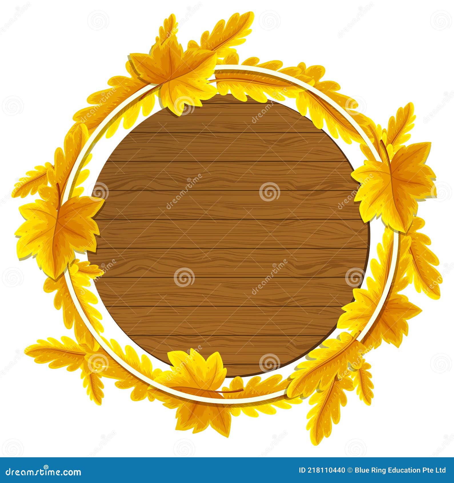 Round Autumn Leaves Frame Template Stock Vector - Illustration of ...