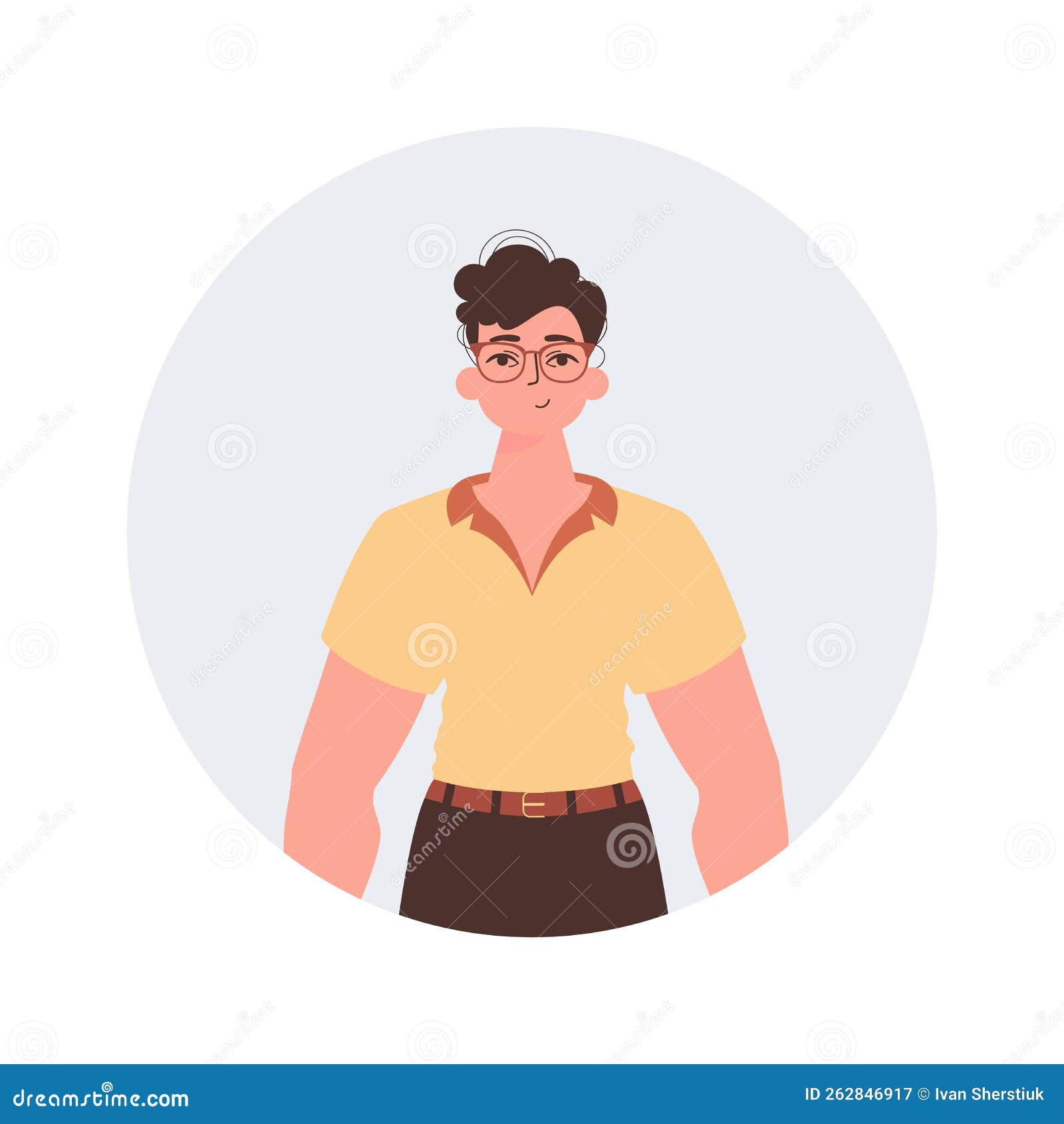 Round Avatar of a Boy. Character with a Modern Style. Stock Vector ...