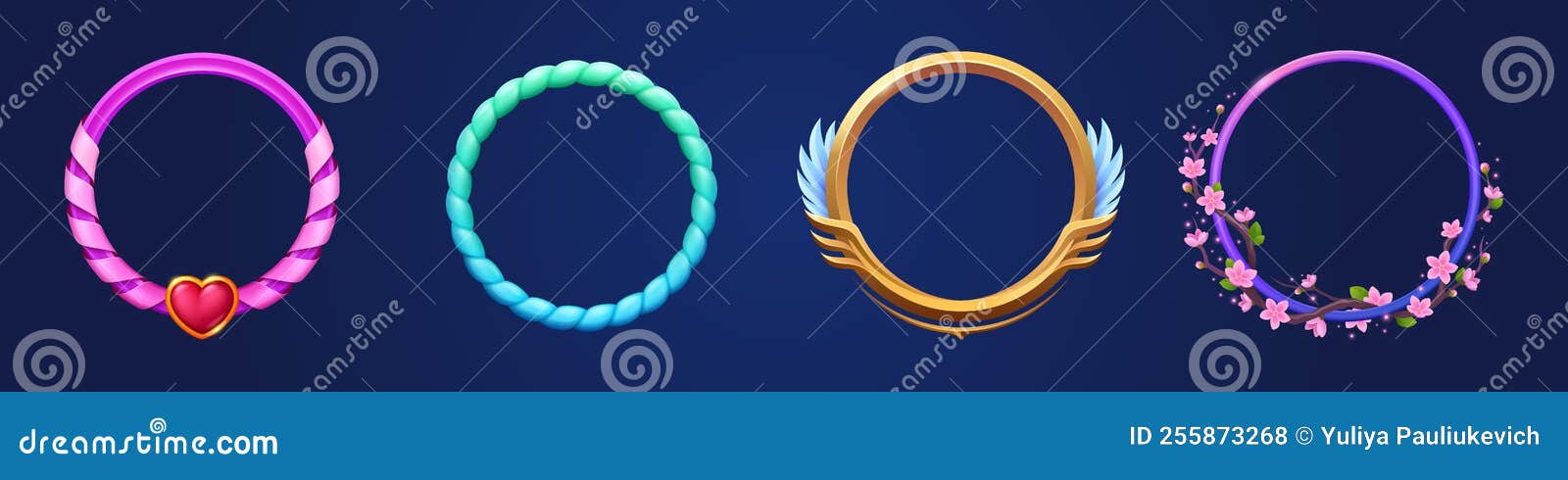 Round Avatar Frames Set Isolated on Background Stock Vector ...