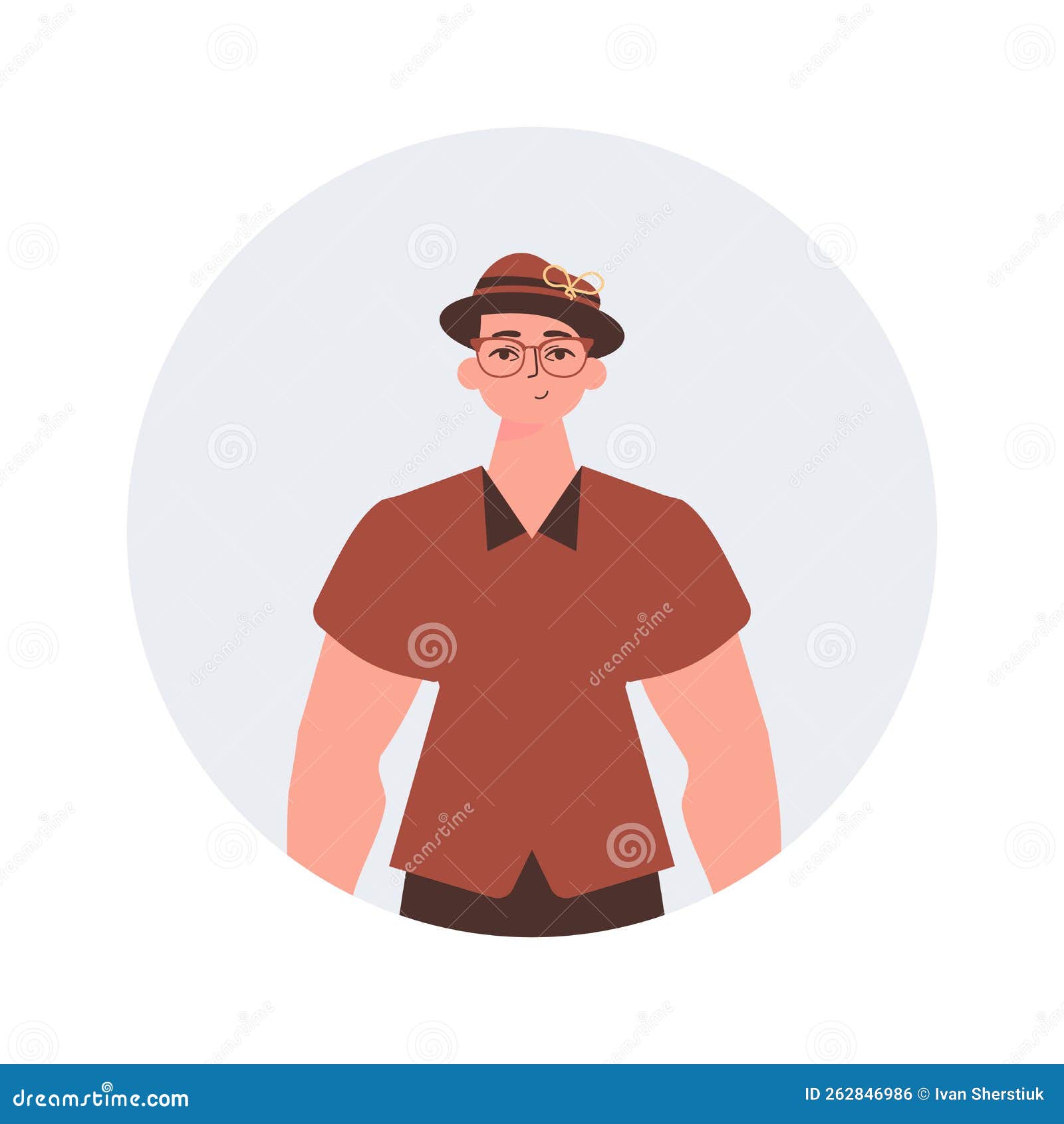Round Avatar of a Man. Character with a Modern Style. Stock Vector ...