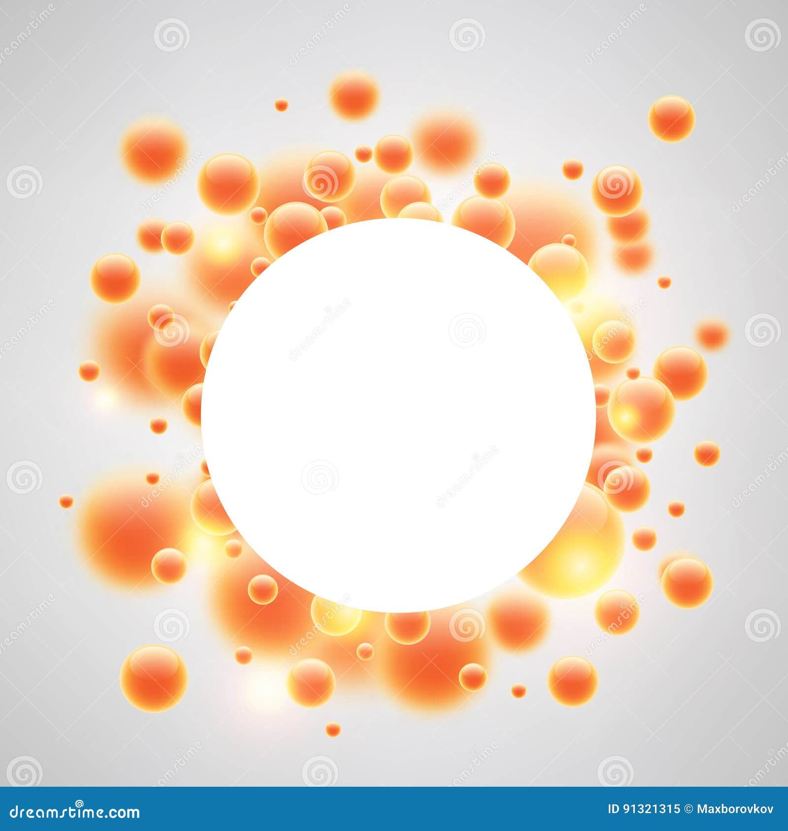 Round Background with Orange 3d Bubbles. Stock Vector - Illustration of ...