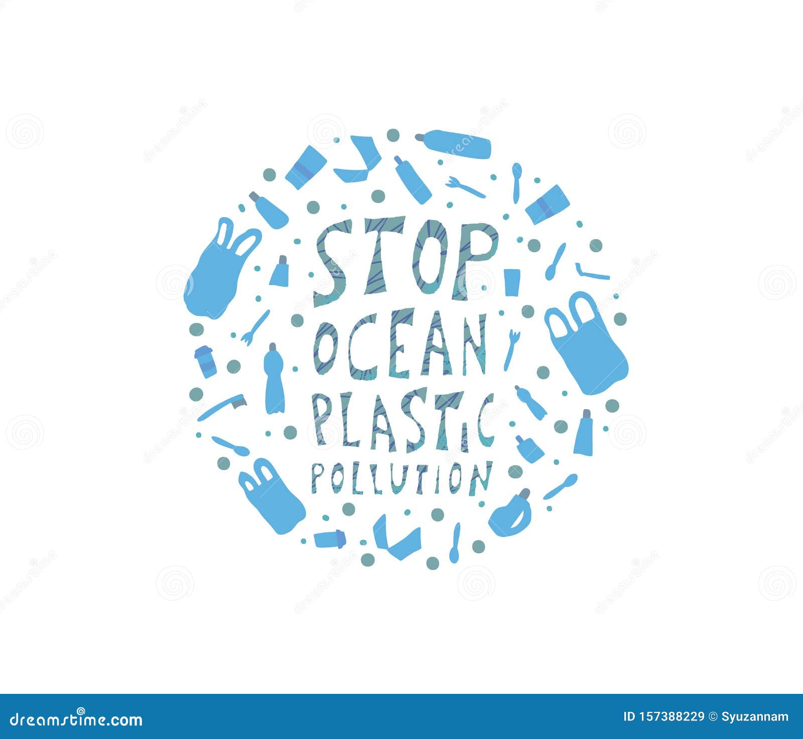 Stop Ocean Plastic Pollution. Vector Stylized Text Stock Vector ...
