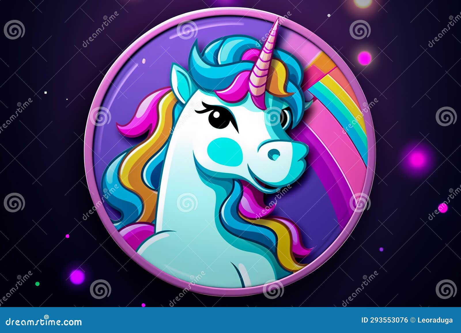 A Round Badge of a Unicorn on it Stock Illustration - Illustration of ...