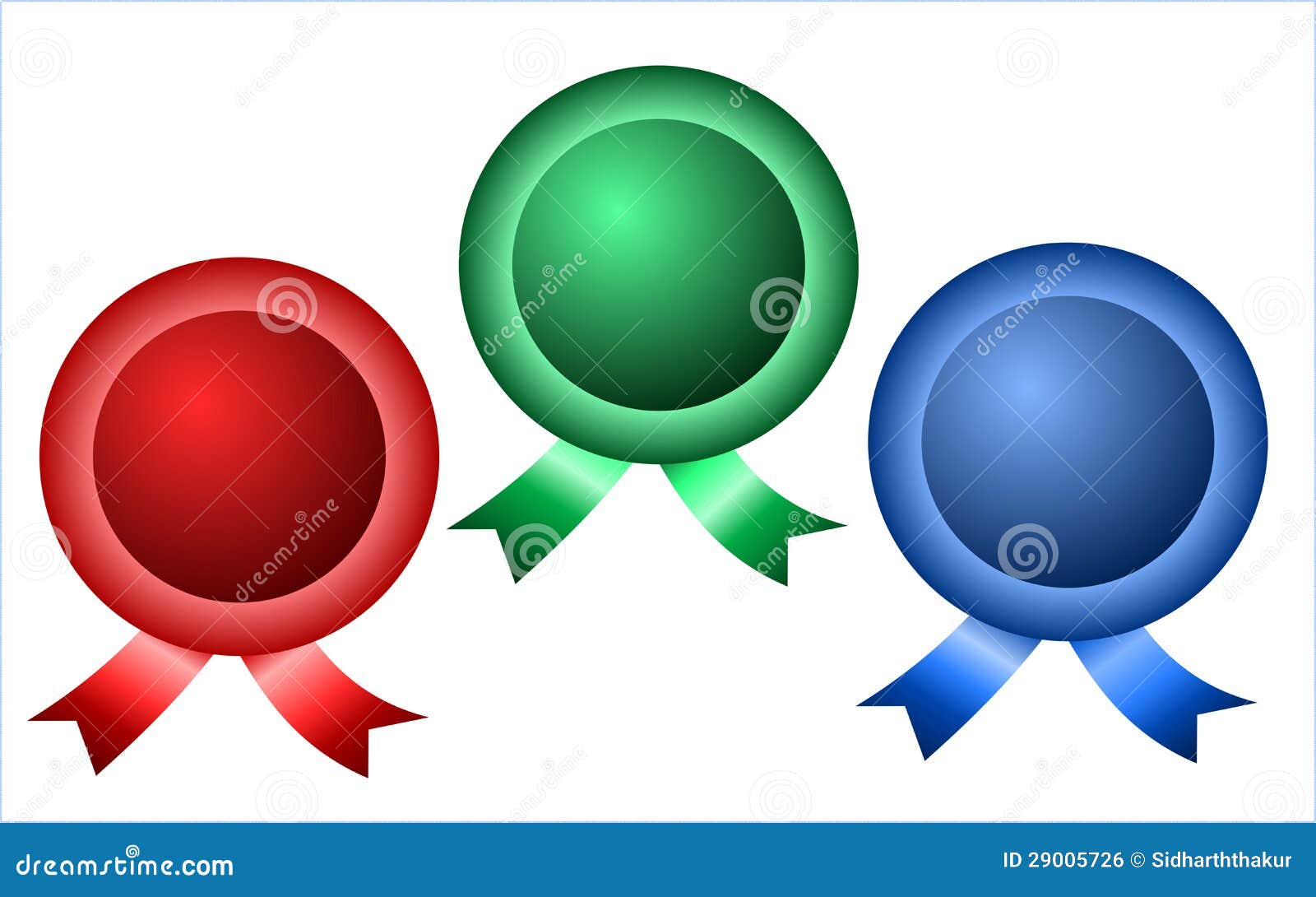 Round Badges with Ribbons stock illustration. Illustration of medal ...