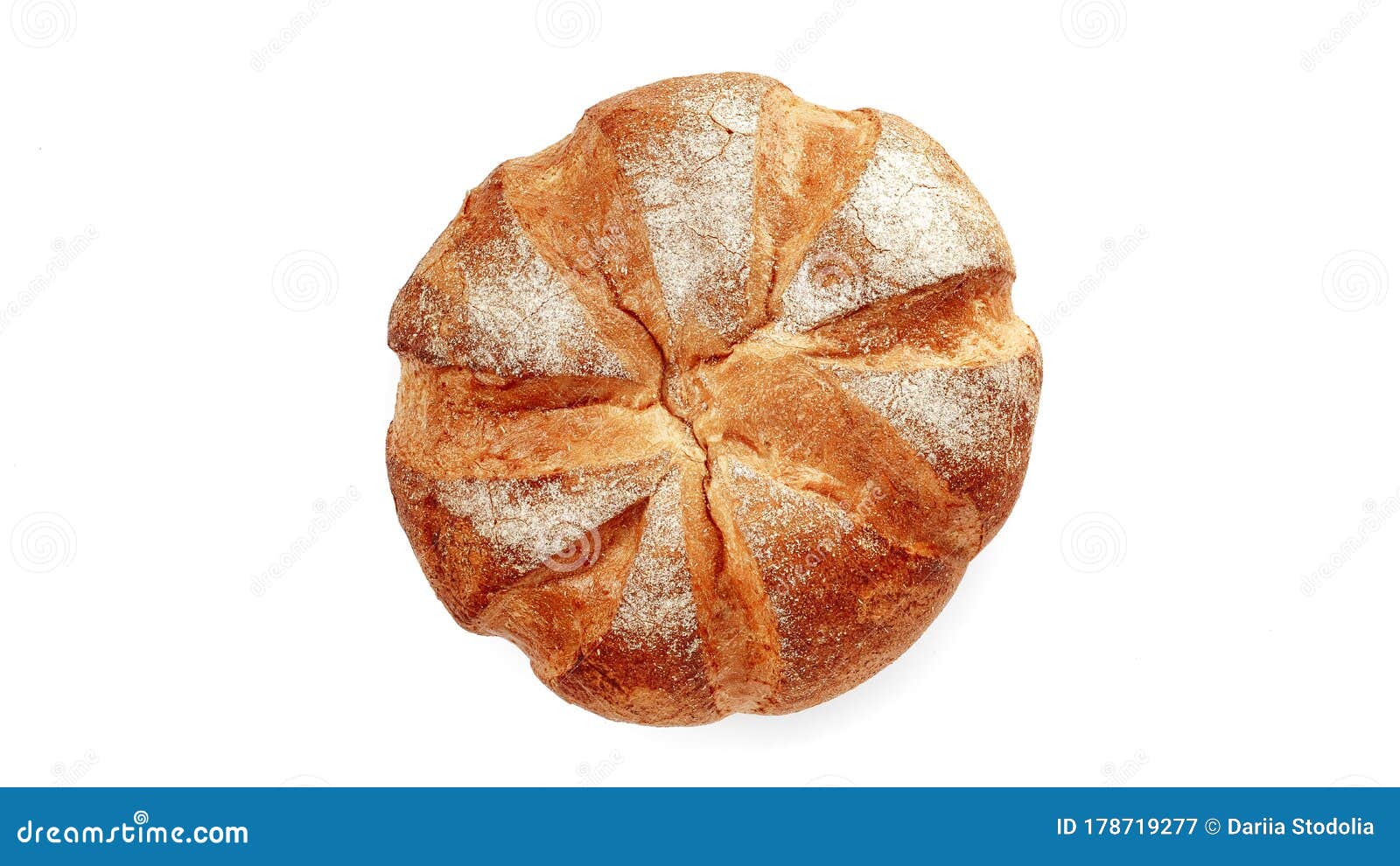 Round Baking Top View, Bread Isolated Stock Image - Image of flour ...