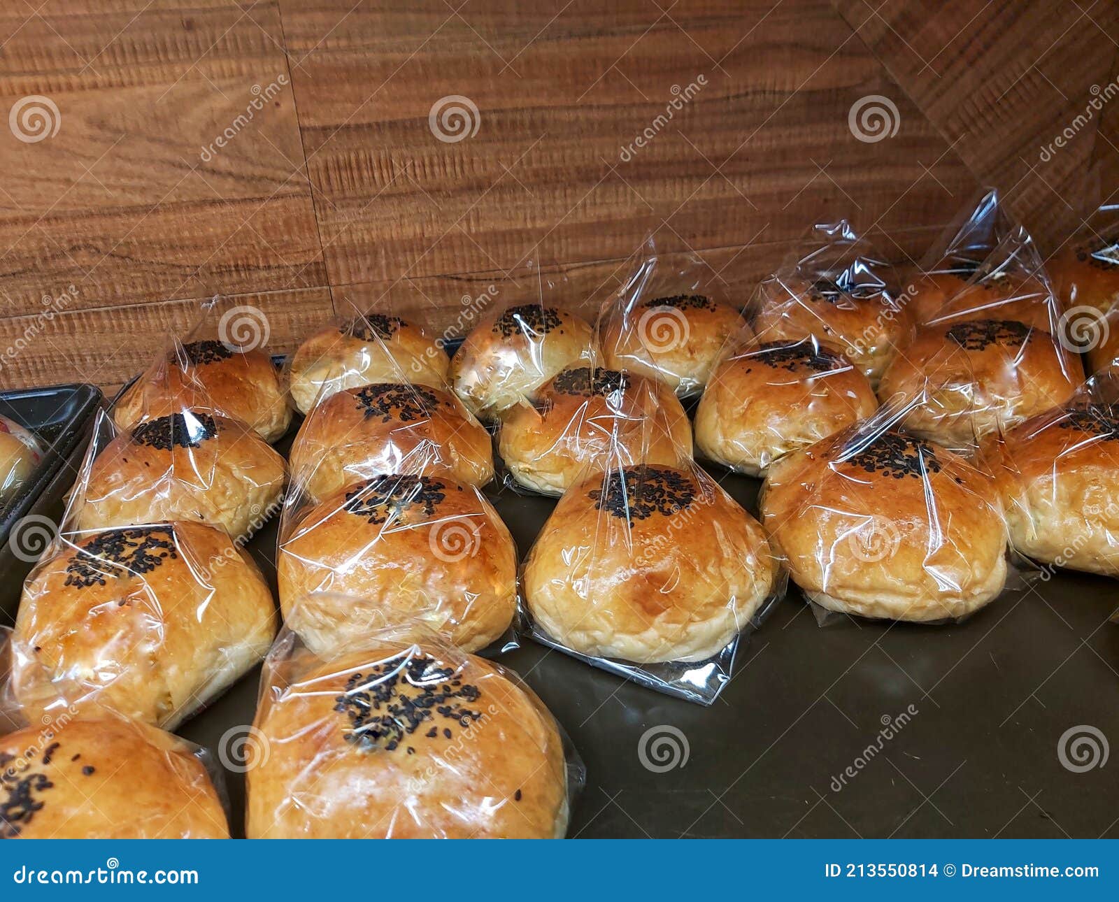 Round Bakpao Bread Served on a Baking Sheet that is Already in Plastic ...