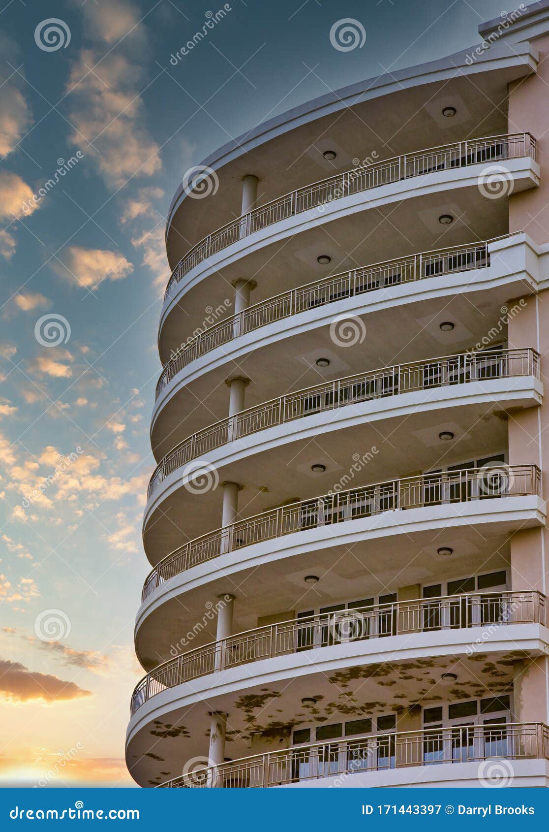 Large Round Balconies stock image. Image of apartment - 171443397