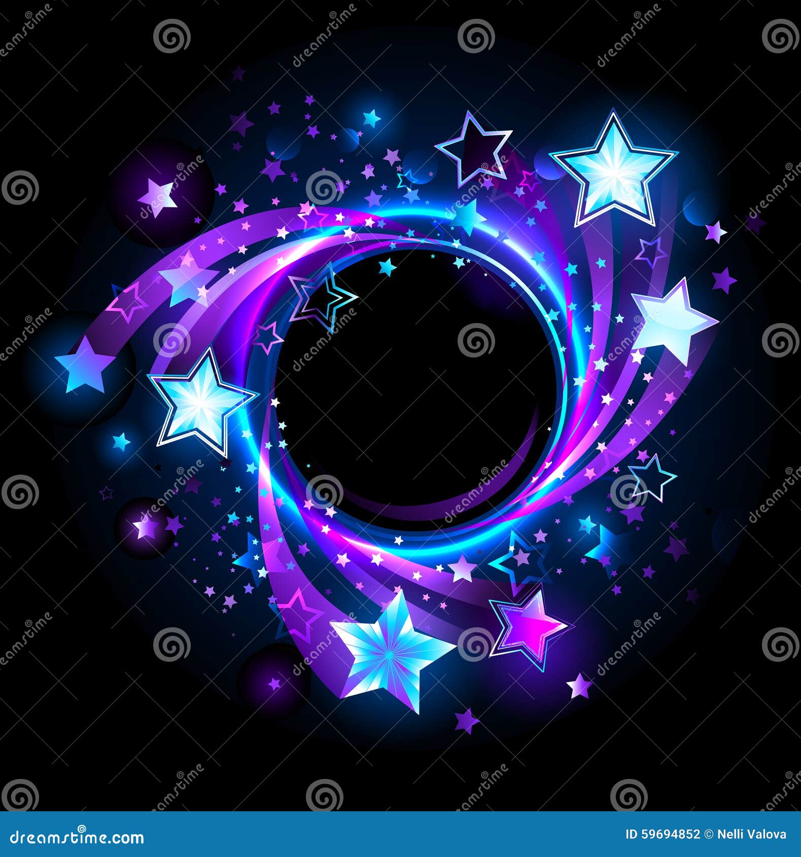 Round Banner with Blue Stars Stock Illustration - Illustration of ...