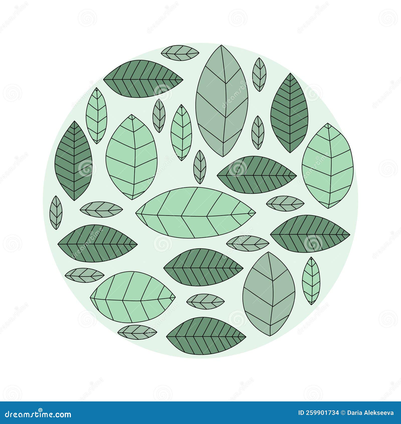 Round Banner from Branches with Leaves. Green Leaves in a Circle ...