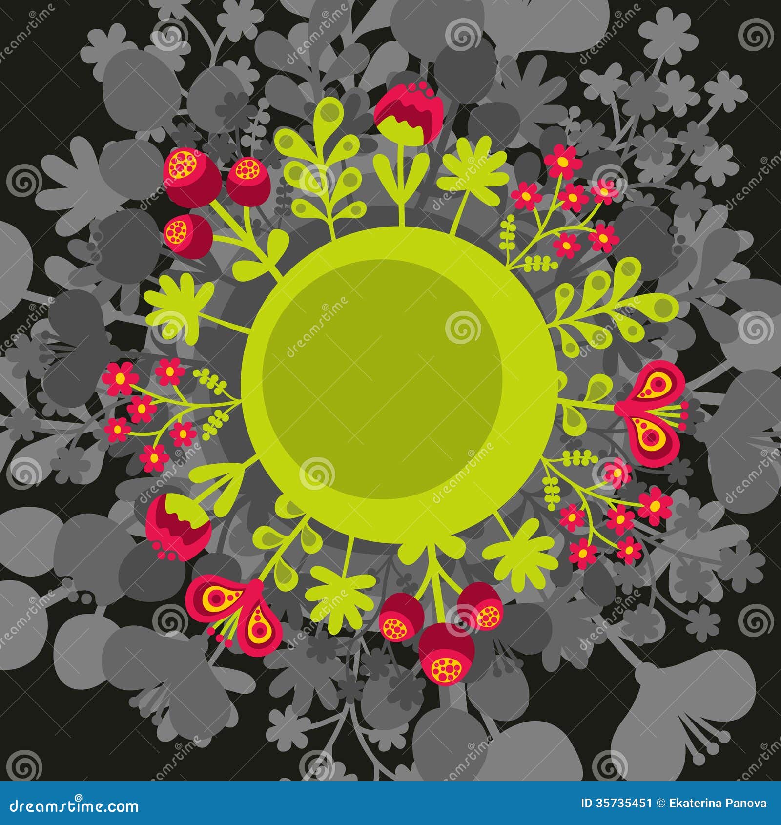 Round banner with flowers. stock vector. Illustration of invitation ...