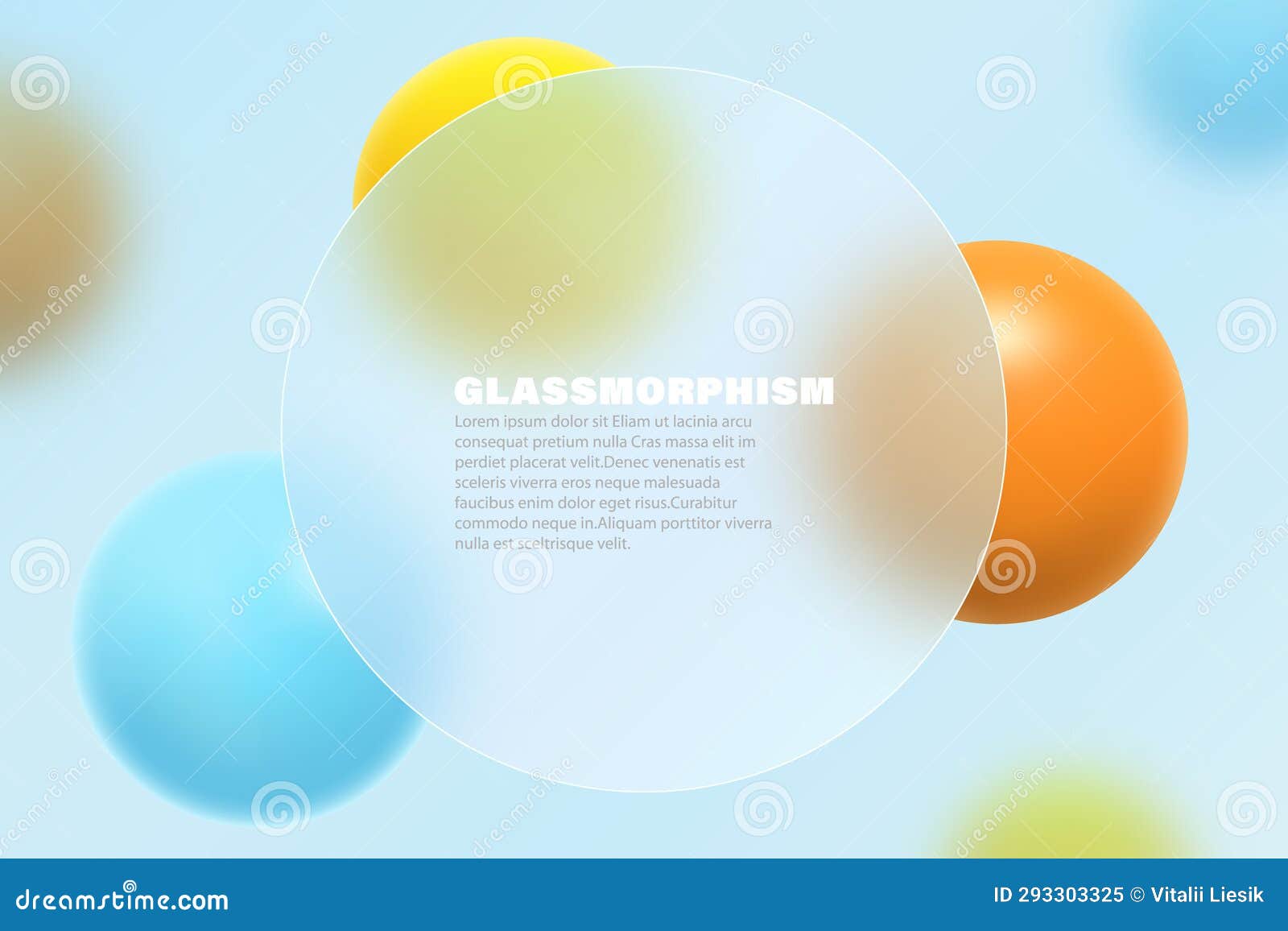 Round Banner with Glass Overlay Effect with 3D Balls in Glass Morphism ...