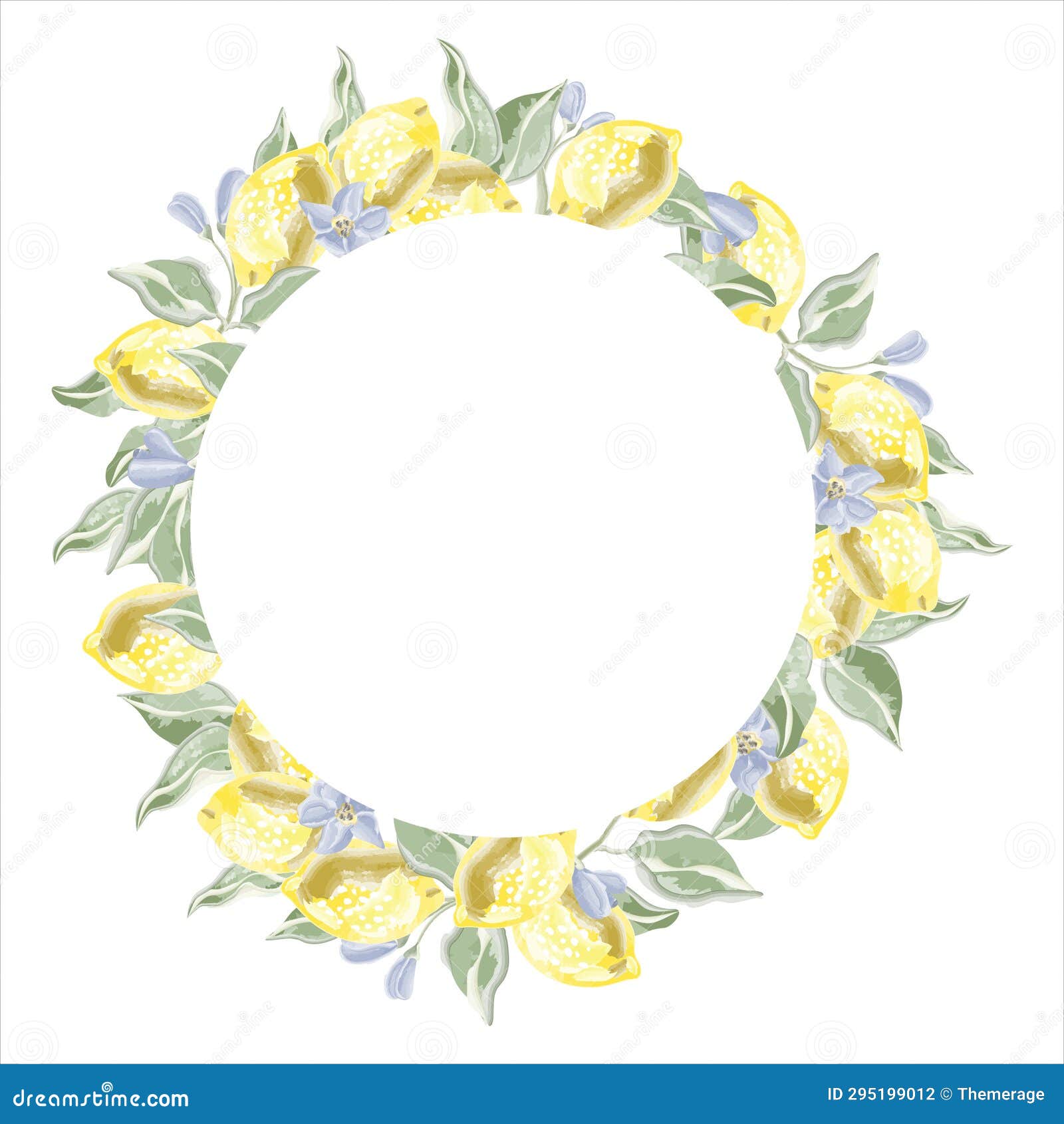 Round Banner of Lemon Branches with Lemons in a Circle Vector in a ...