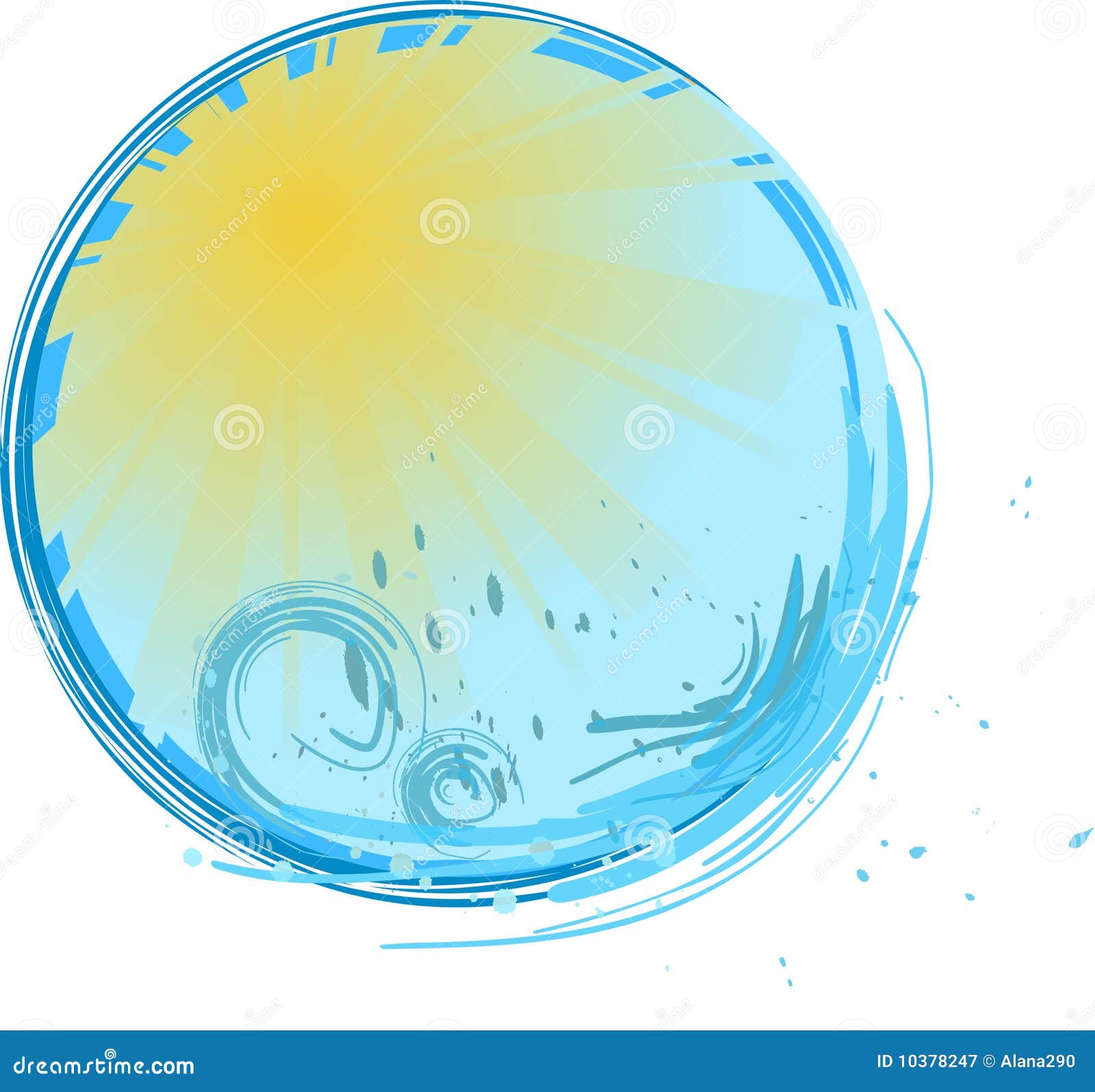 Round Banner with Sunshine and Water Splash Stock Vector - Illustration ...