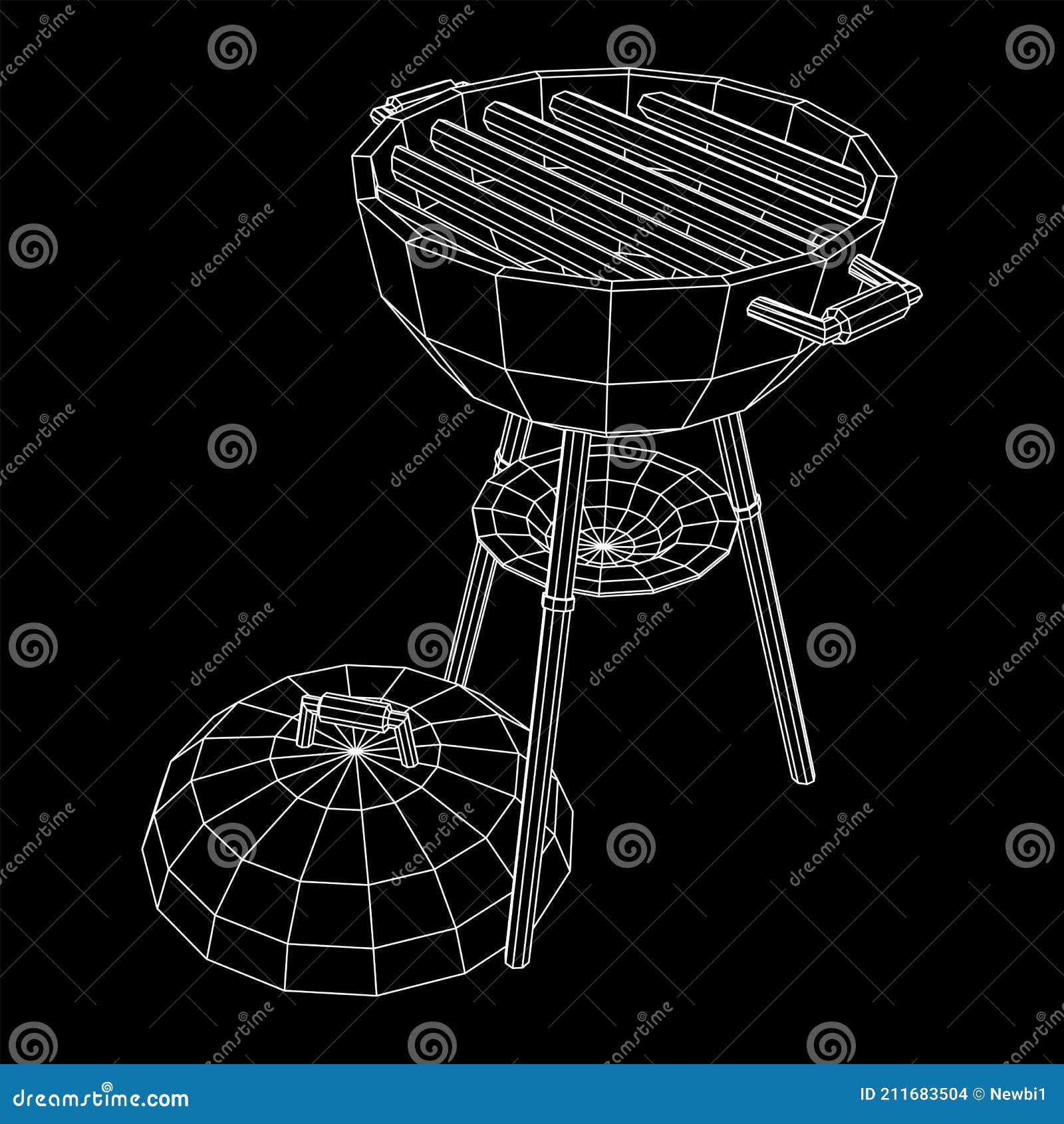 Round Barbecue Grill. Outdoor Bbq Party Stock Vector - Illustration of ...