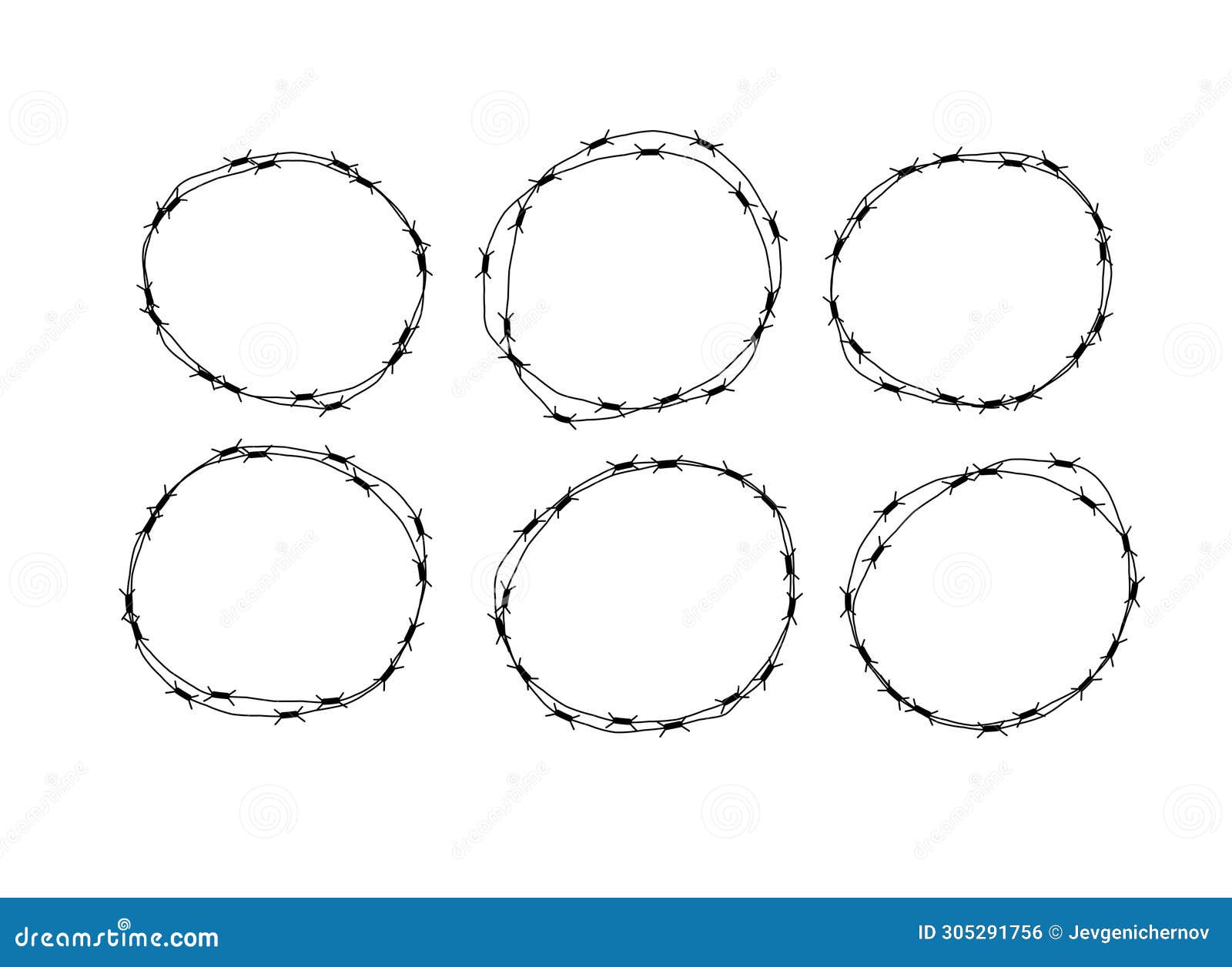 Round Barbed Wire Circle Shape Set Stock Vector - Illustration of ...