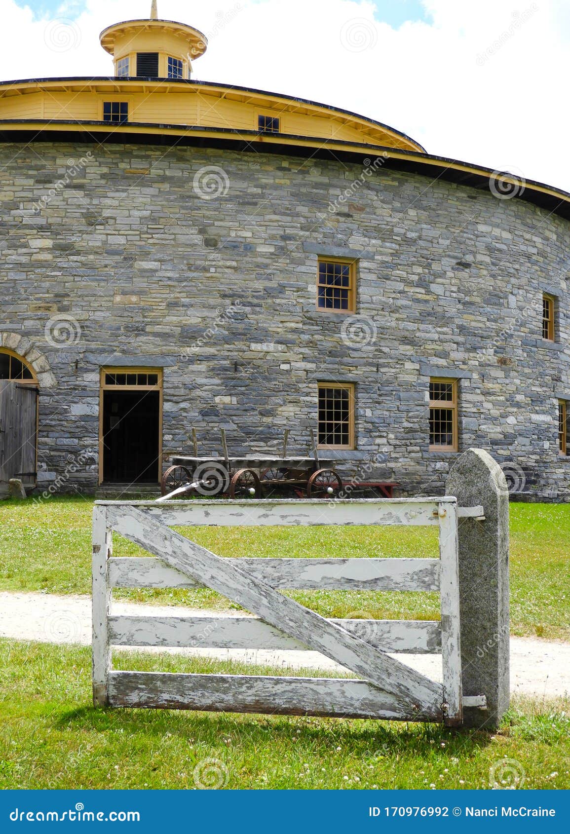 Hancock Shaker Village Round Stone Barn Wall Stock Photo - Image of ...