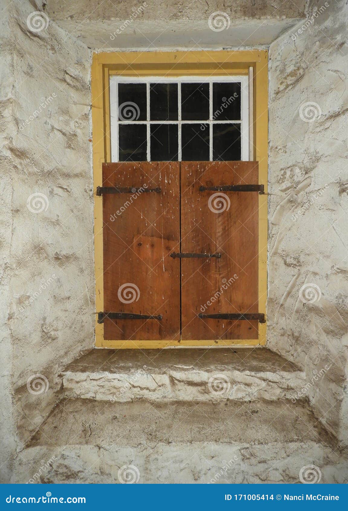 Hancock Shaker Village Round Stone Barn Recessed Shuttered Window Stock ...